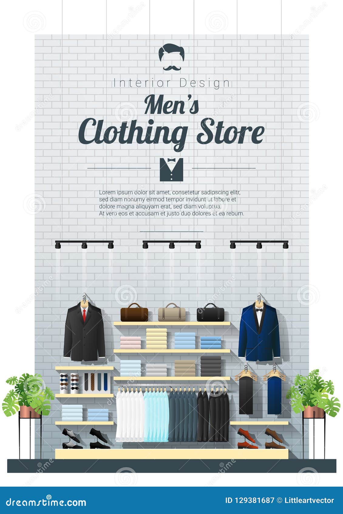 Interior Background of Modern Men Clothing Store Stock Vector ...