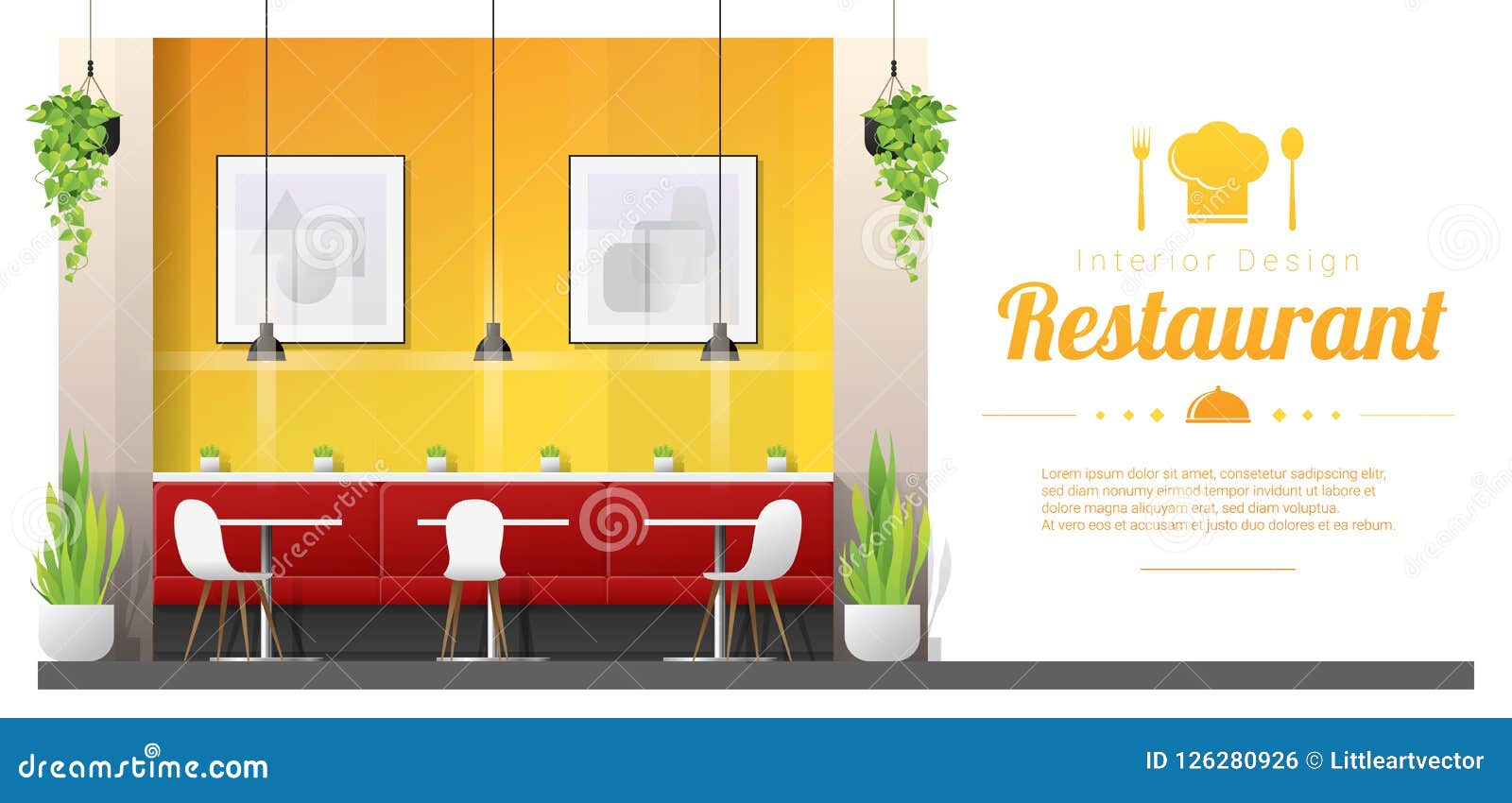 Interior Background , Modern Restaurant with Tables and Chairs Scene ...