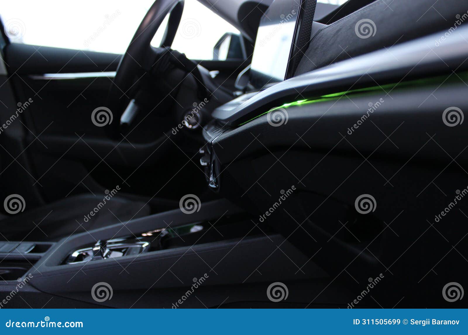 Interior Backlight on the Front Panel and Dashboard Inside the Car Side ...