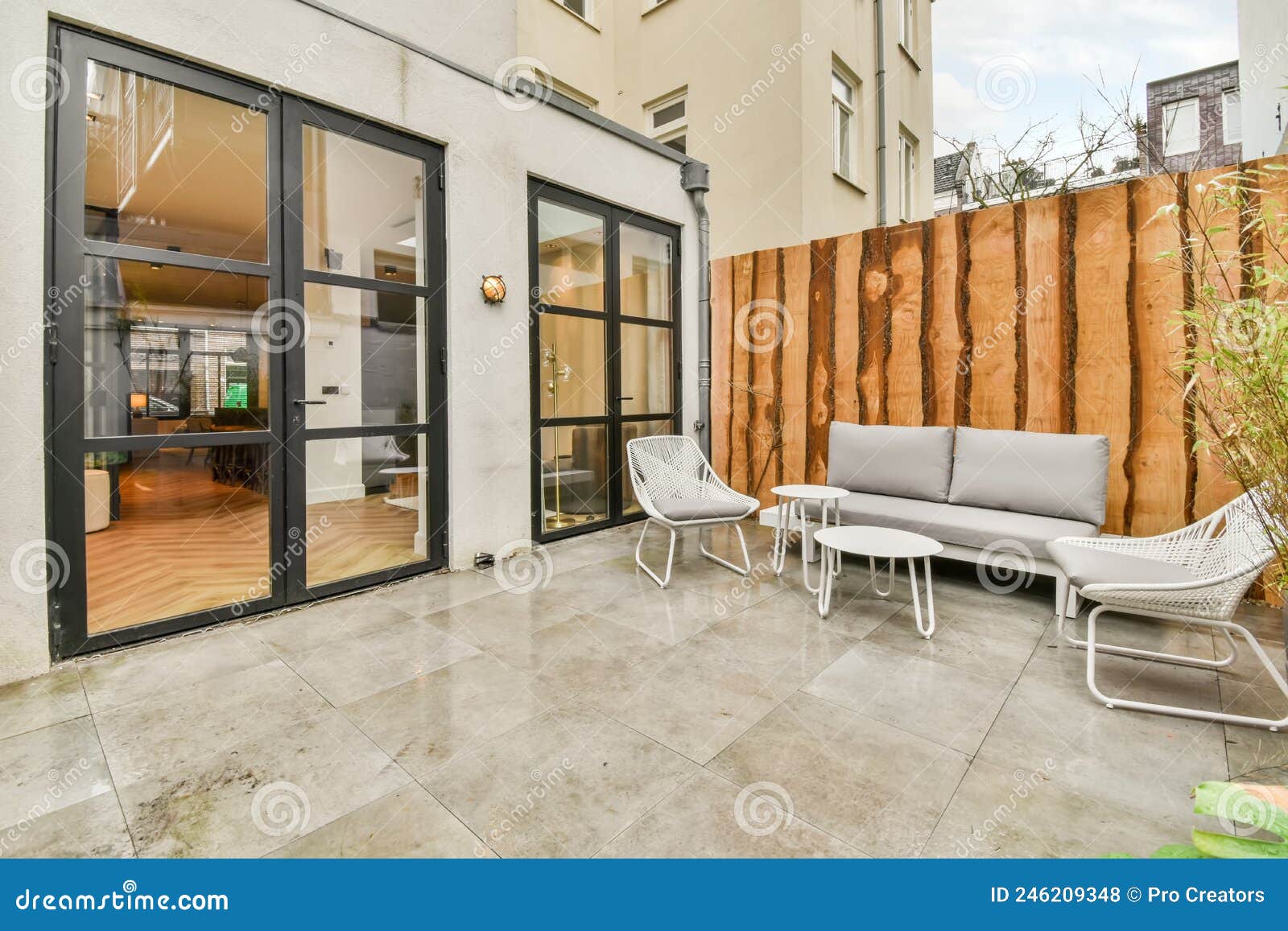 The Interior of the Backyard with a Seating Area Stock Photo - Image of ...
