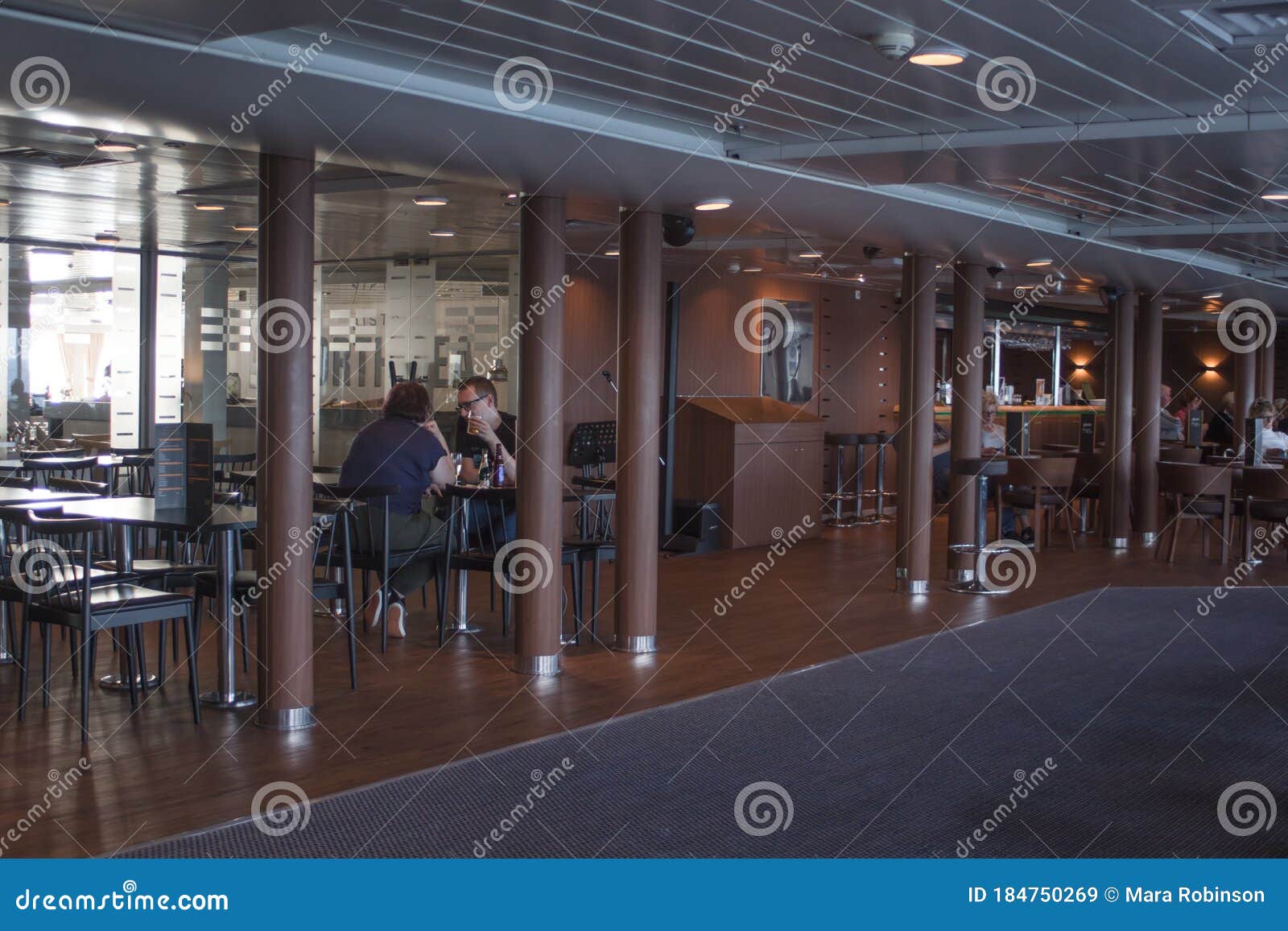Interior of Bar Cafe on Ship with Passengers Seated at Tables Editorial ...