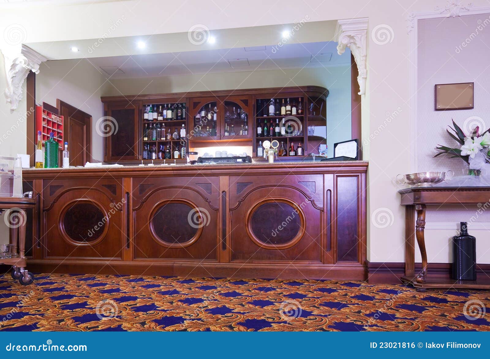 Interior of Bar with Counter Stock Photo - Image of night, fashioned ...