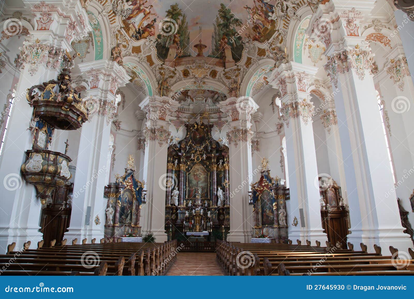 Interior baroque church stock photo. Image of sunlight - 27645930