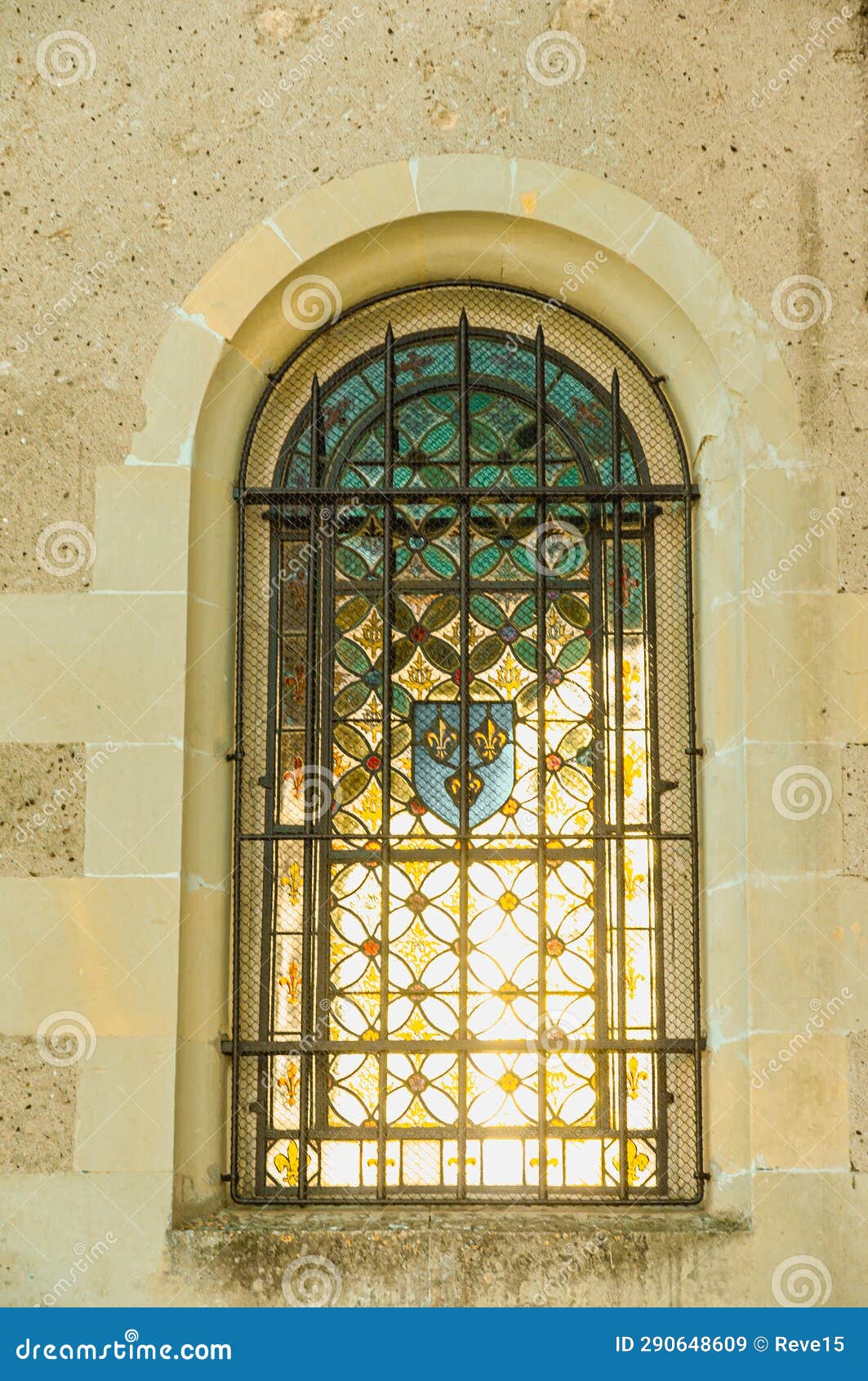 Interior, Barred, Chapel Window with Morning Light Stock Image - Image ...
