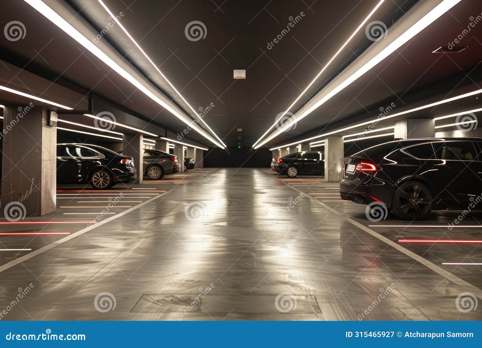Interior of Basement Carpark, Modern Contemporary Elements, Luxury ...