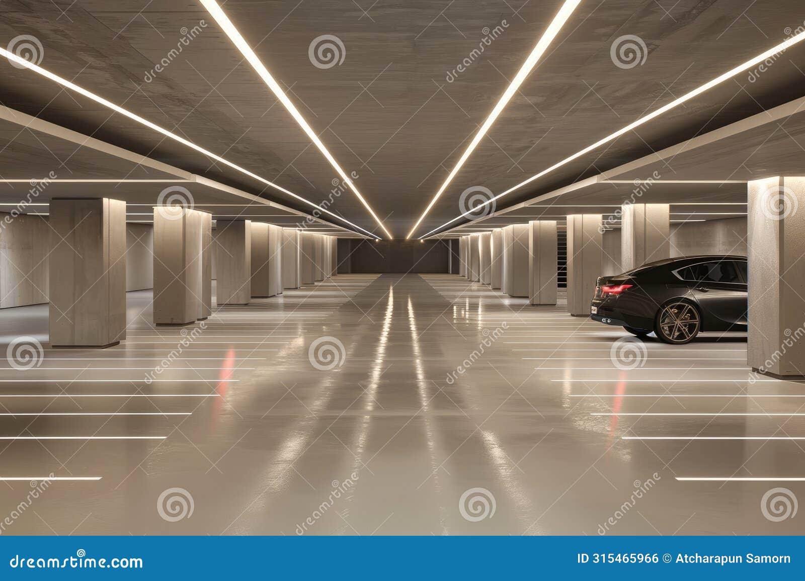 Interior of Basement Carpark, Modern Contemporary Elements, Luxury ...