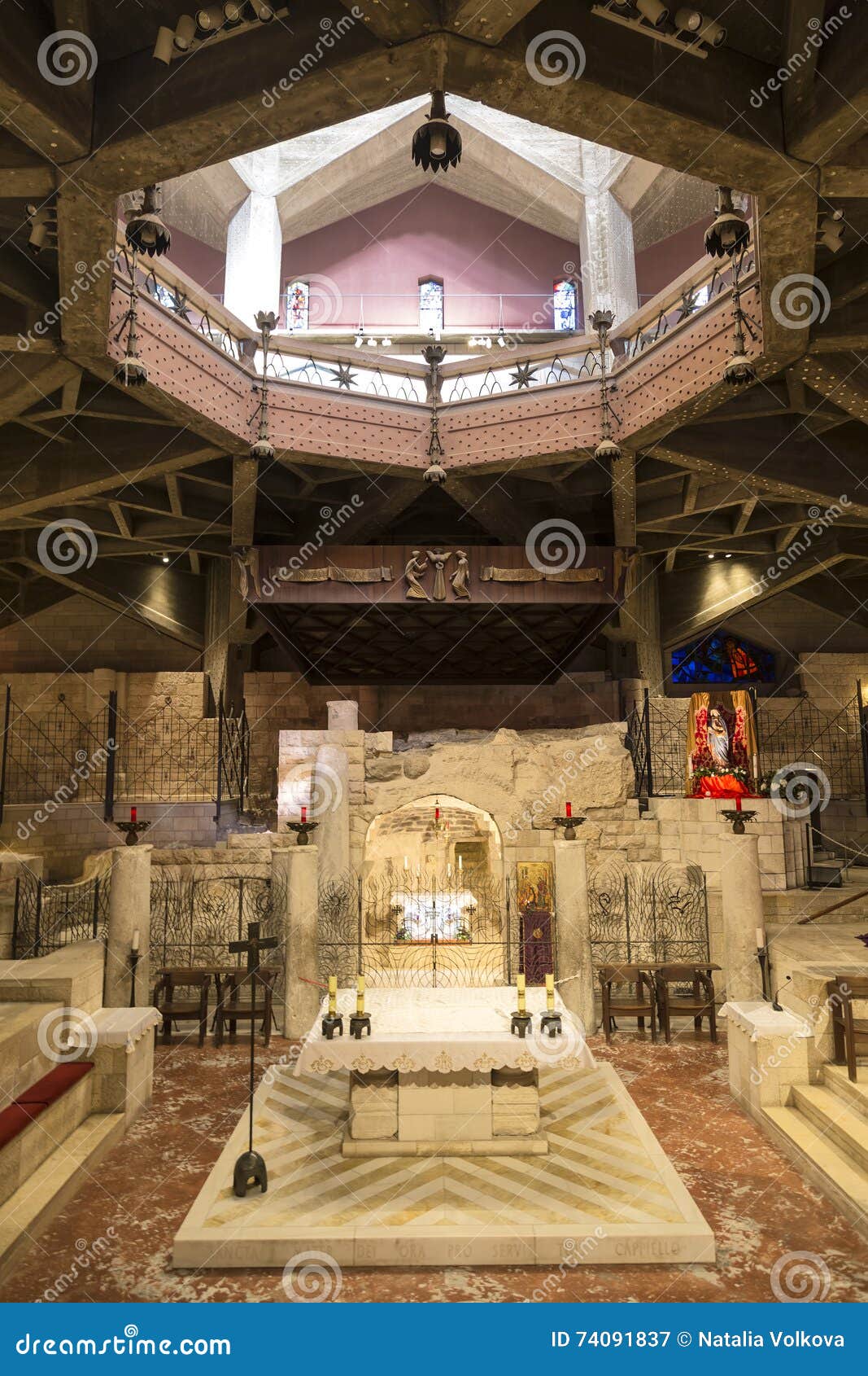 The Interior of the Basilica of the Annunciation. Nazareth Editorial ...