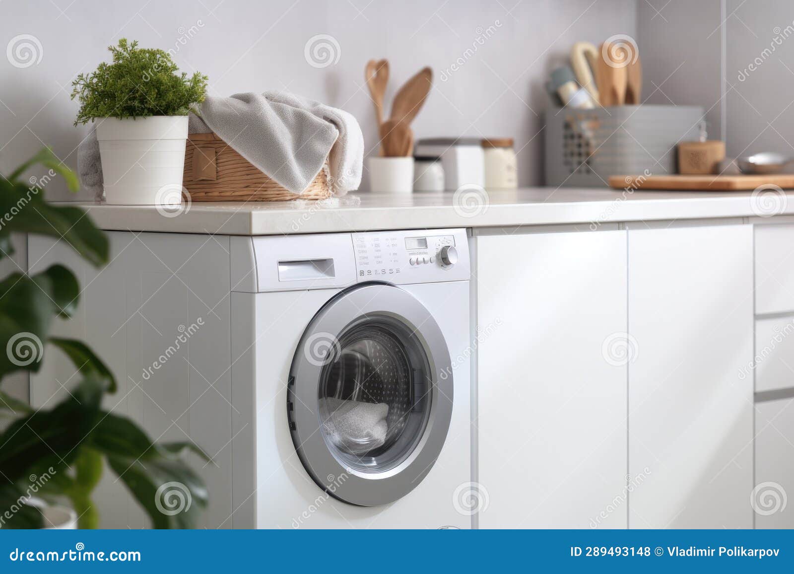 The Interior of the Bath with a Washing Machine Stock Photo - Image of ...