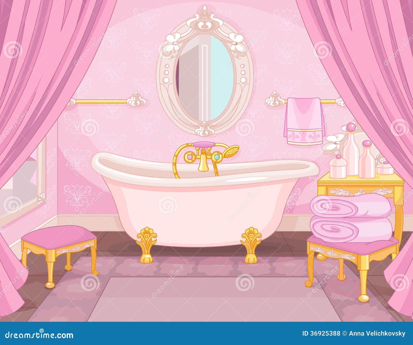 Interior of Bathroom in the Castle Stock Vector - Illustration of clean ...