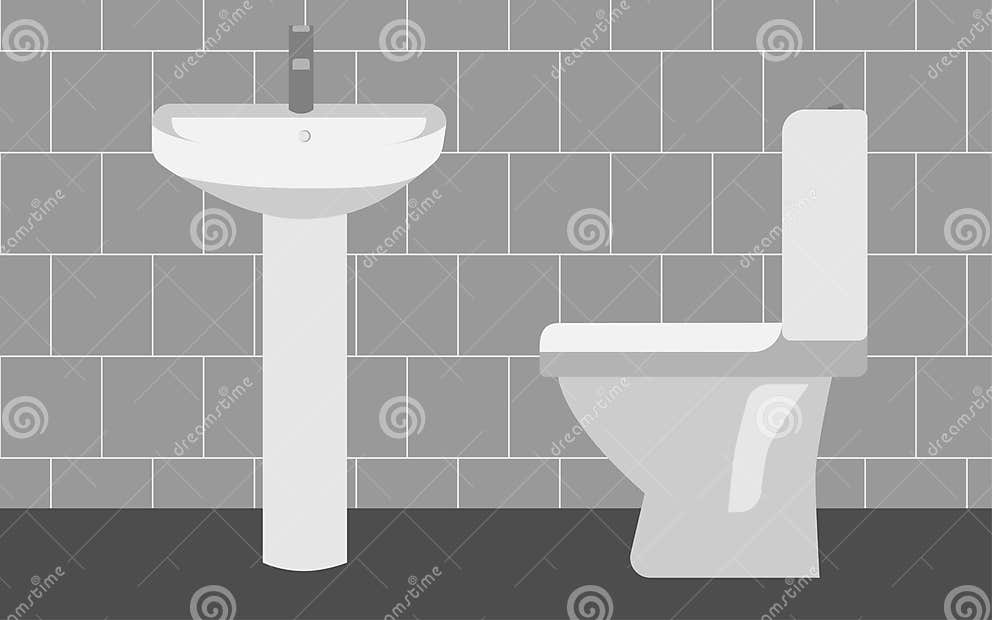 Interior Bathroom Toilet Side View Stock Vector - Illustration of ...