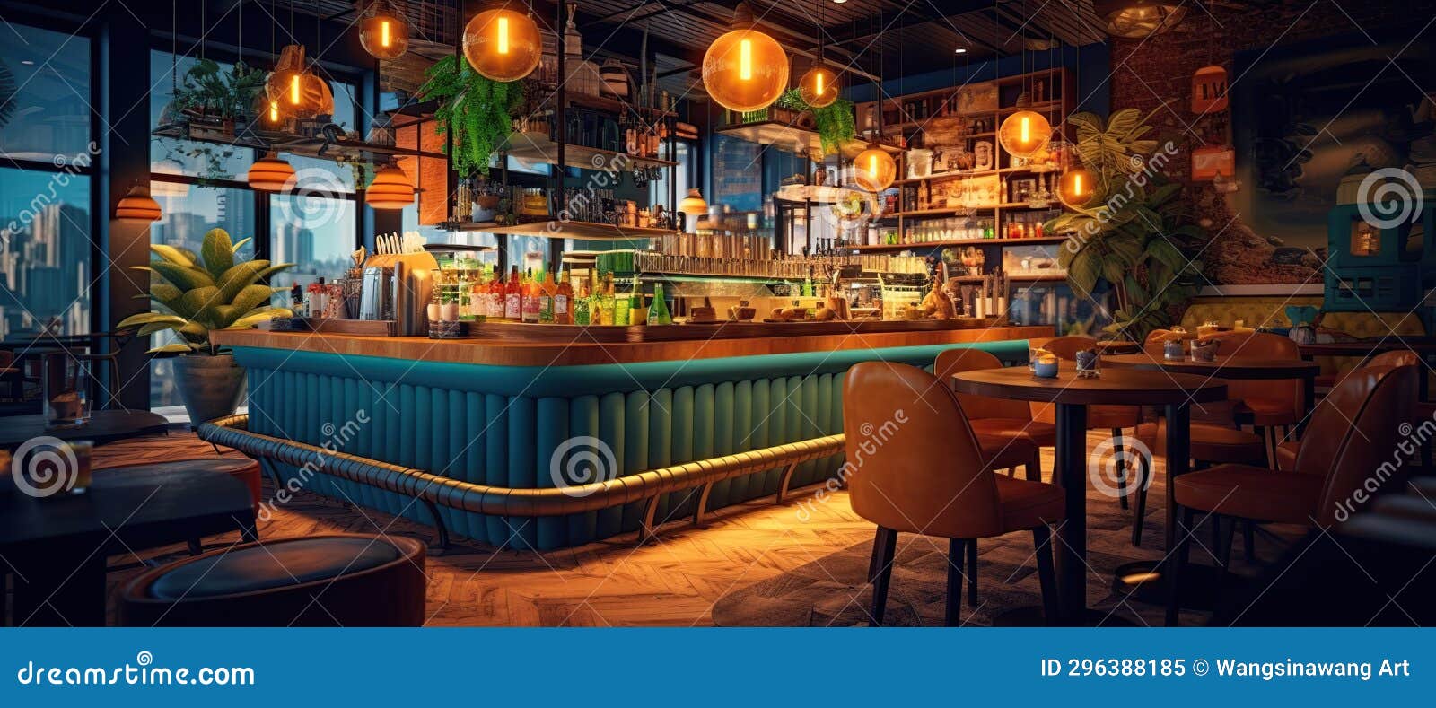 Interior of a Beautiful Bar with Tables and Chairs in a Restaurant ...