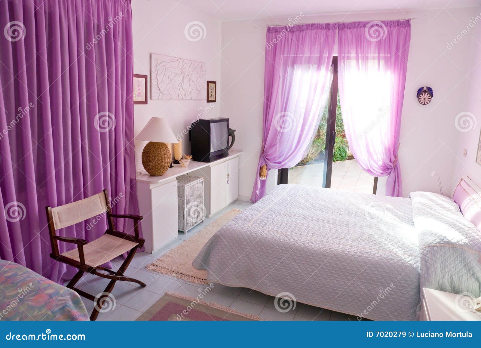 Interior of Beautiful Bedroom with Large Window. Stock Image - Image of ...