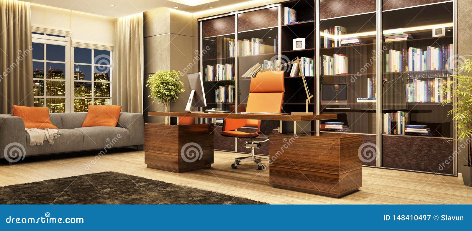 Beautiful Director`s Office in a Modern Style Stock Image - Image of ...