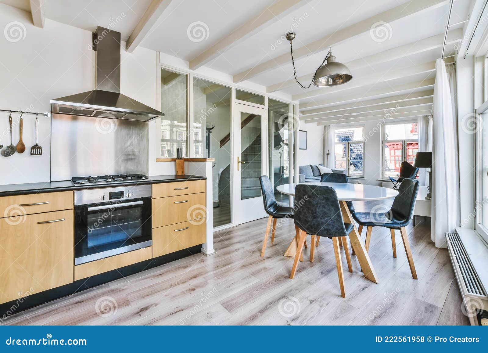 Beautiful kitchen design stock photo. Image of comfort - 222561958