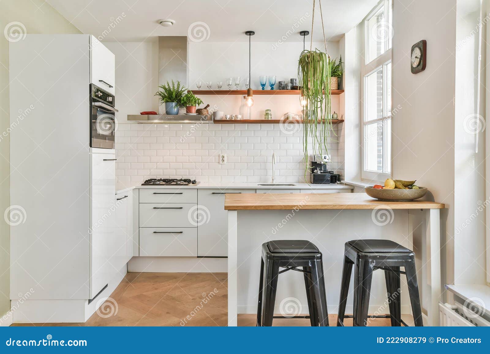 Beautiful kitchen design stock image. Image of apartment - 222908279