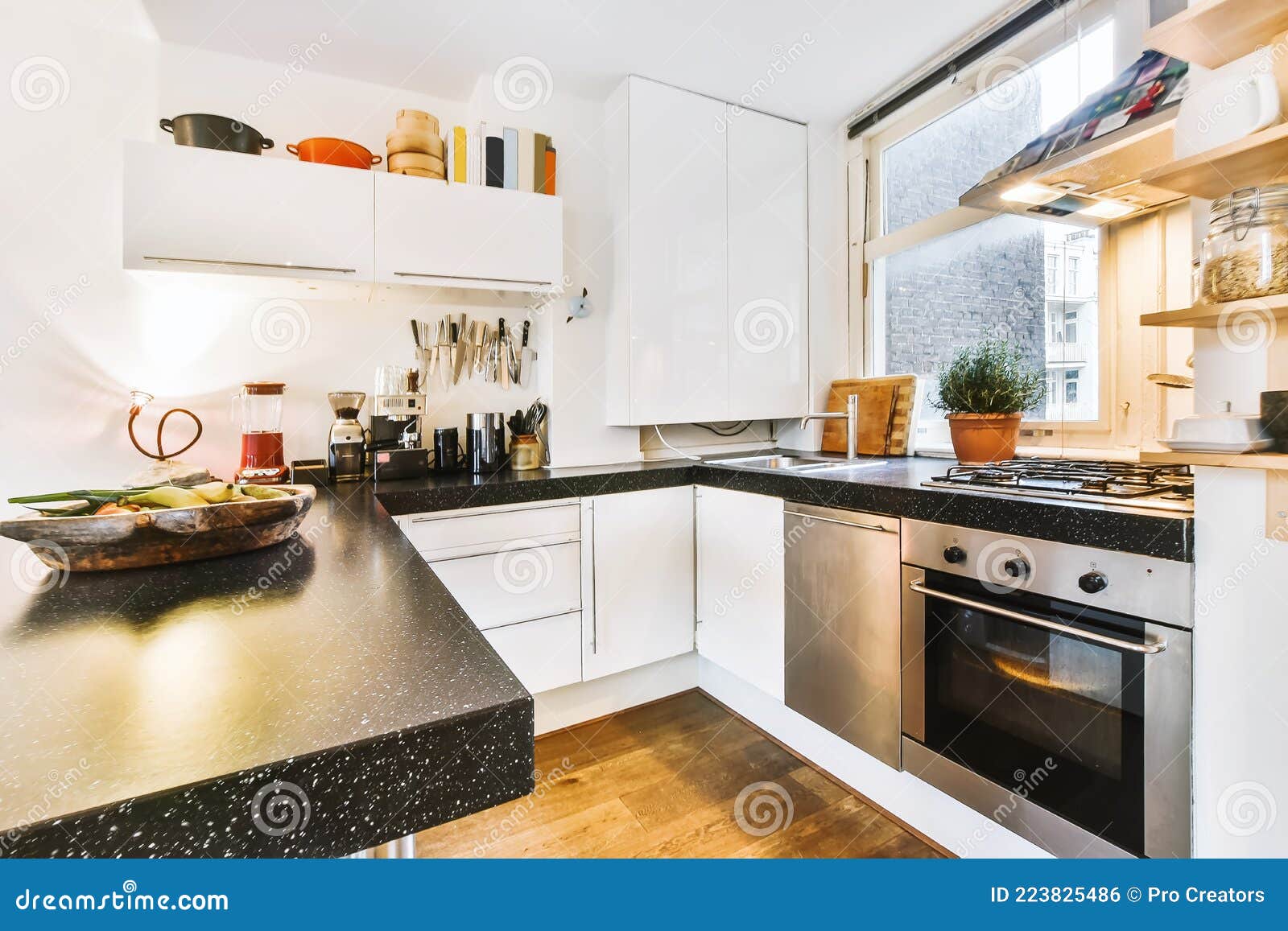 Beautiful kitchen design stock photo. Image of home - 223825486