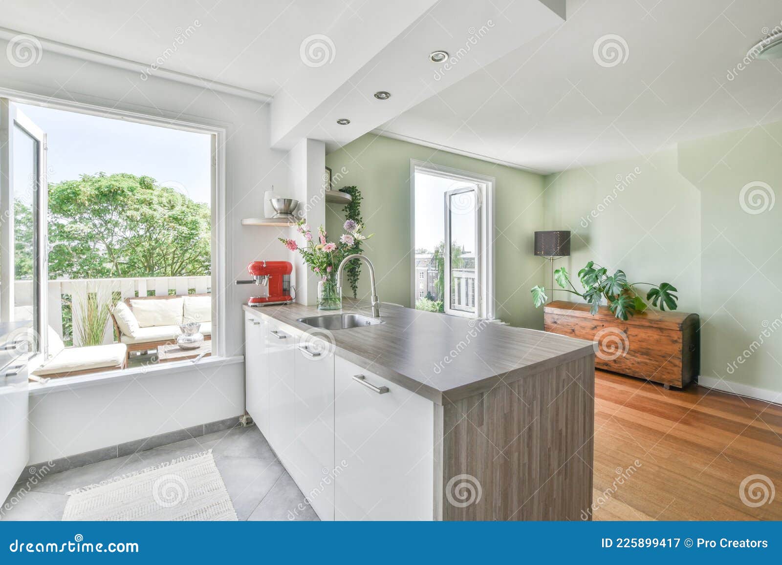 Beautiful kitchen design stock image. Image of stylish - 225899417