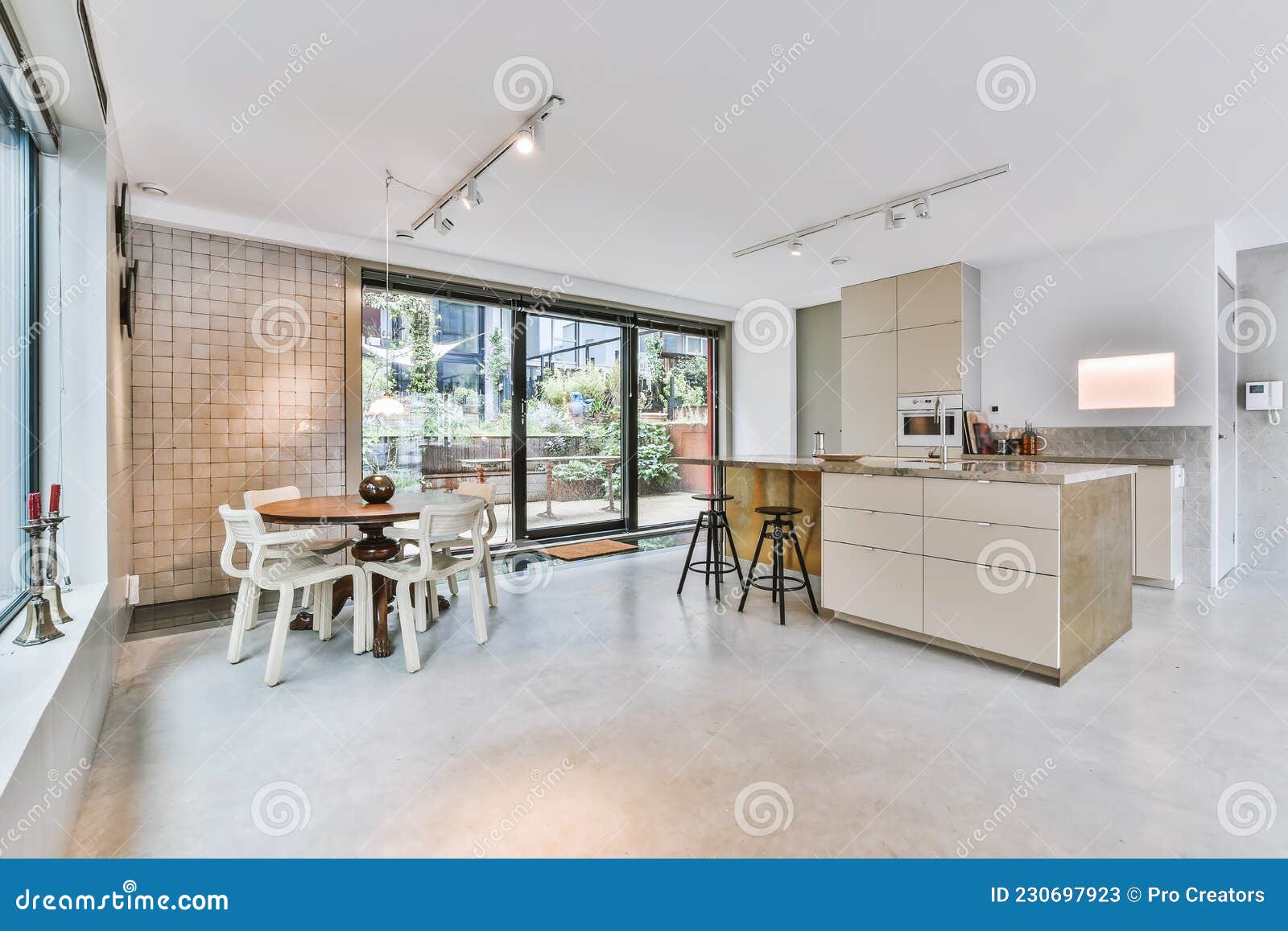 Beautiful kitchen design stock image. Image of house - 230697923