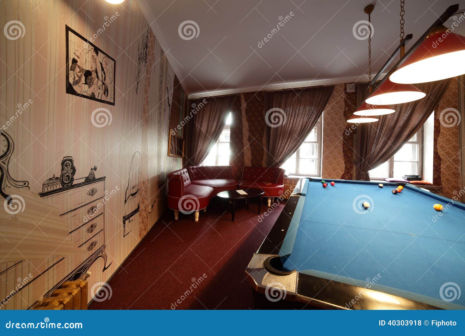 Interior of Beautiful and Modern Billiard Stock Photo - Image of ...
