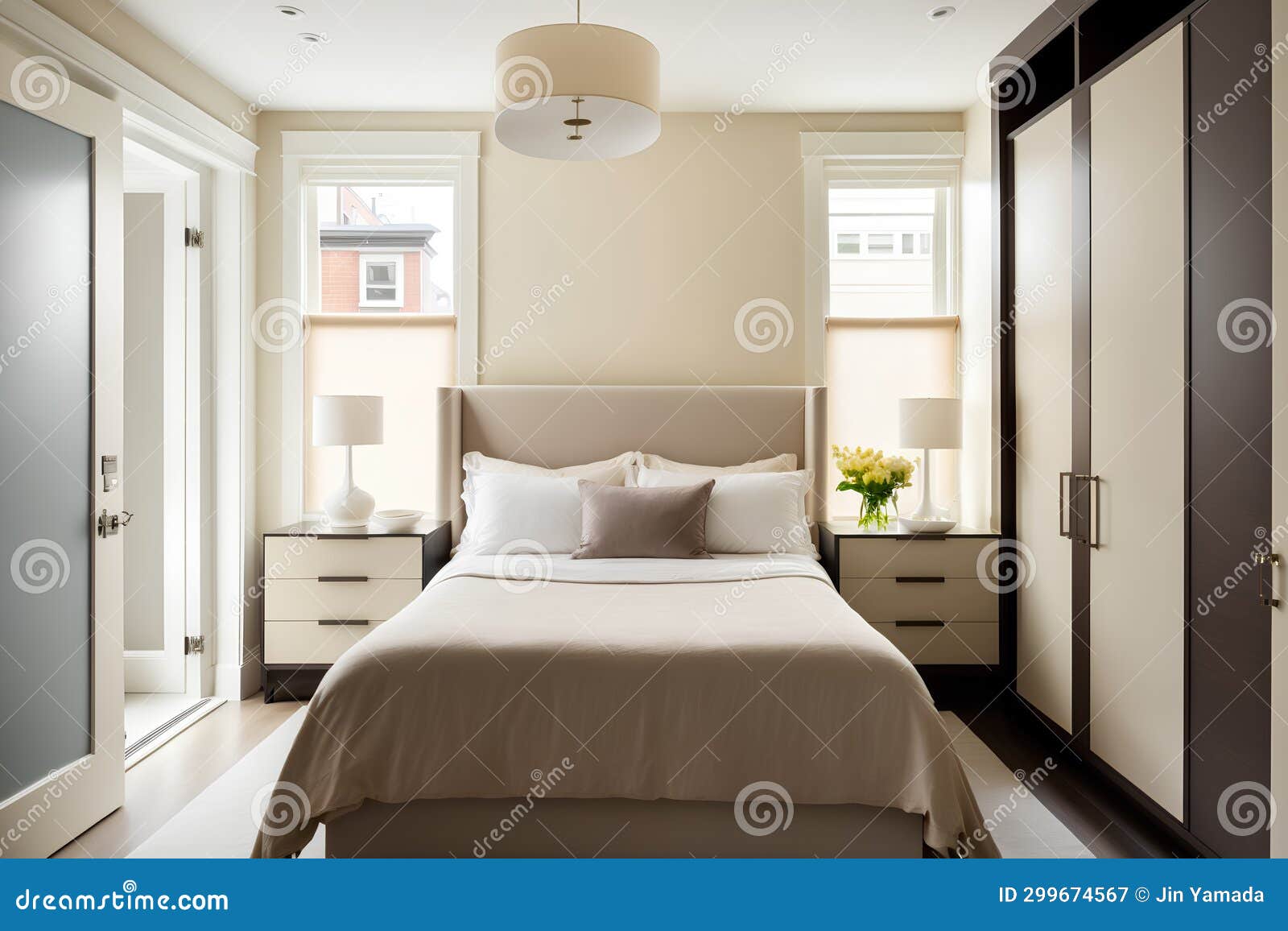 Interior of a Bedroom with a Large Double Bed, Modern Design Stock ...