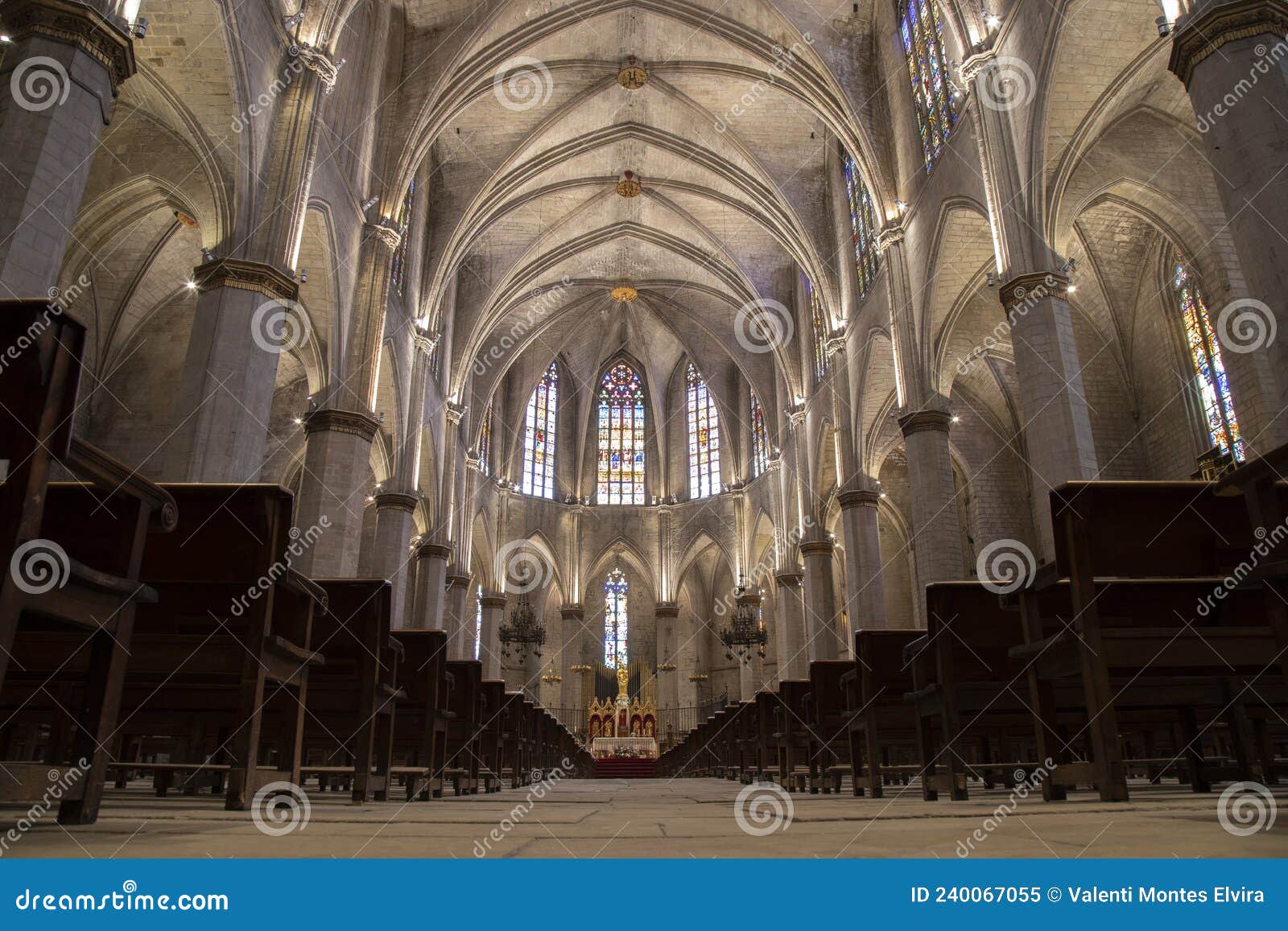 Interior of a Big Cathedral Stock Image - Image of building, altar ...