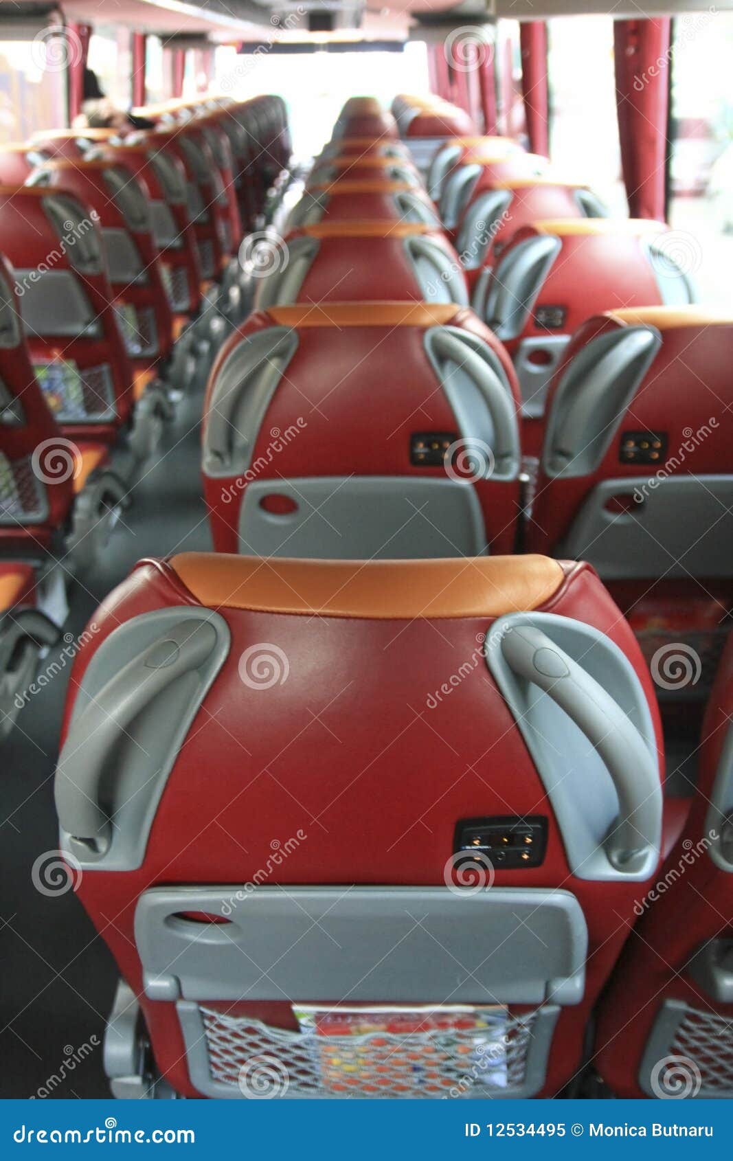 Interior of Big Coach Bus with Leather Seats Stock Image - Image of ...