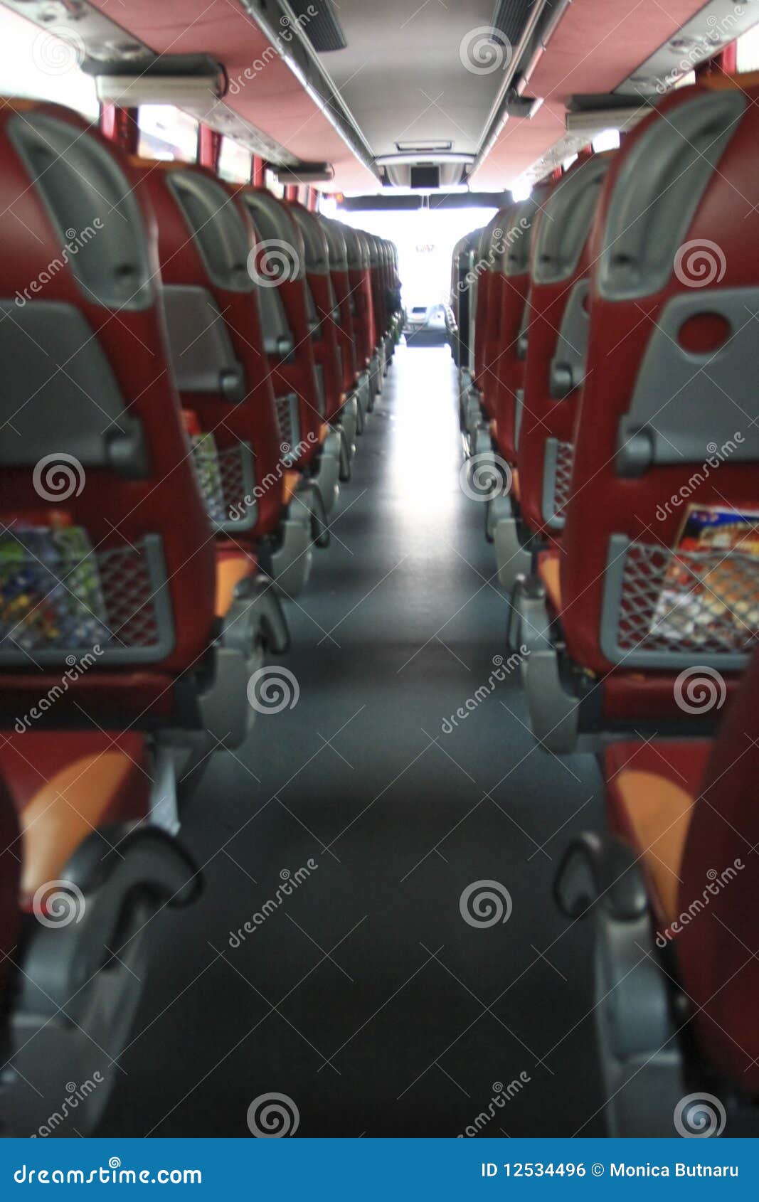 Interior of Big Coach Bus with Leather Seats Stock Photo - Image of ...