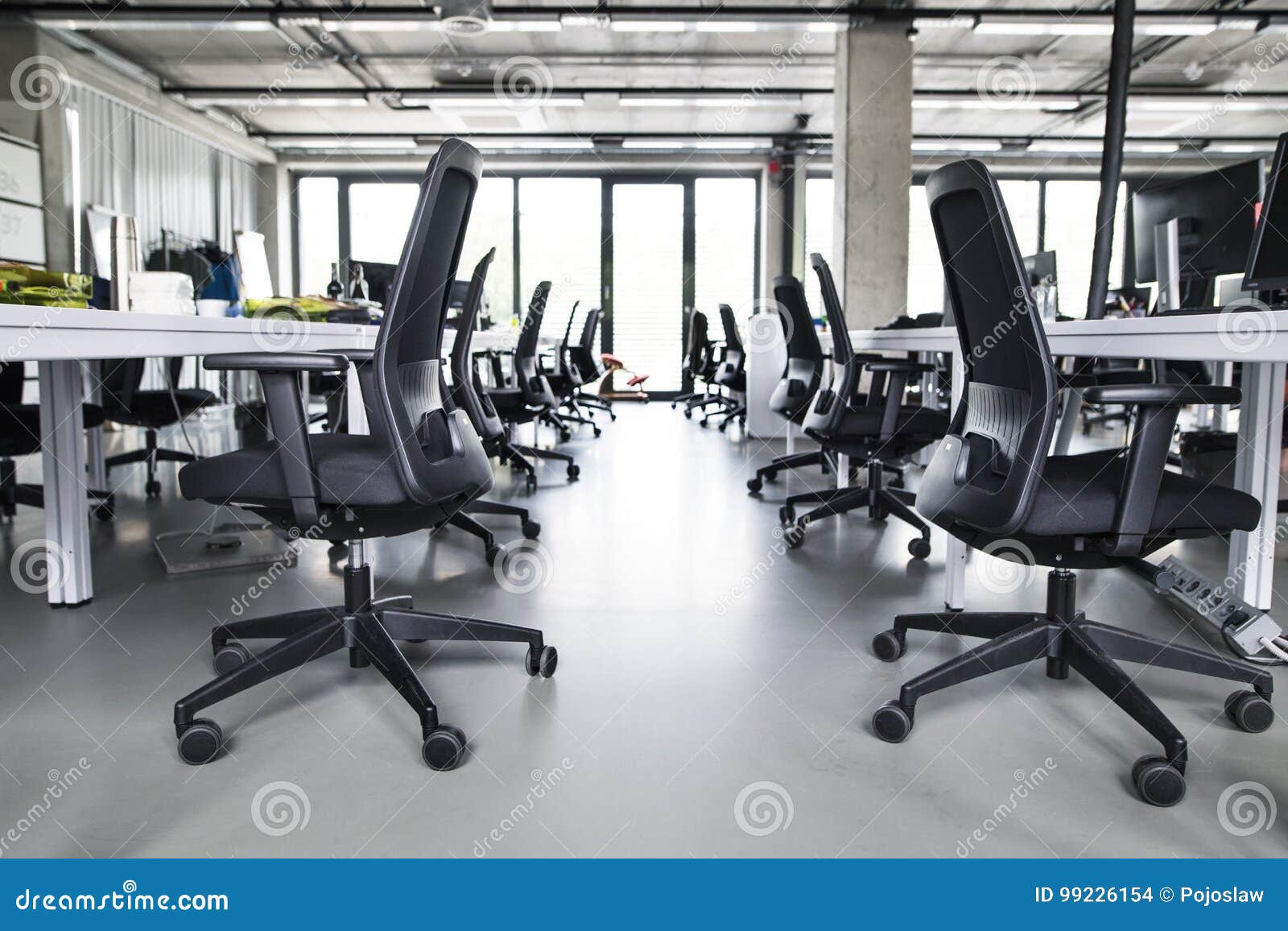 The Interior of Big Empty Modern Office after Work. Stock Photo - Image ...