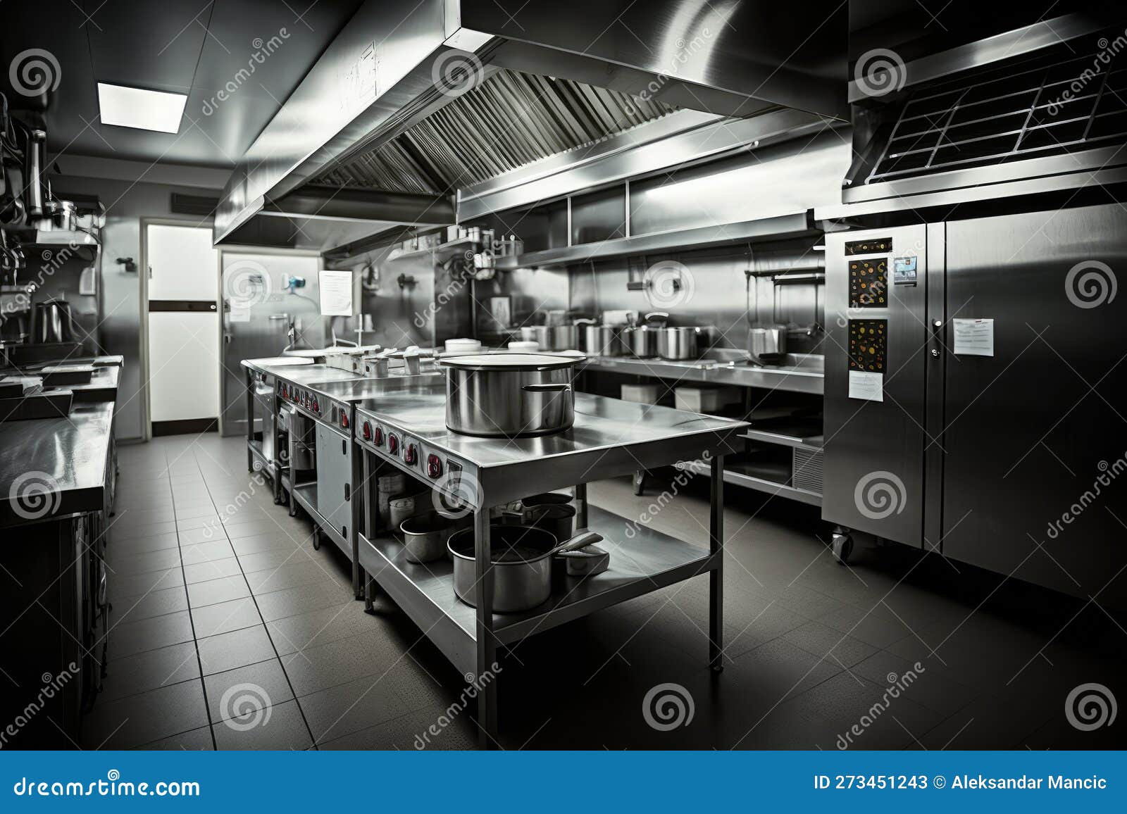Modern restaurant kitchen stock illustration. Illustration of ...