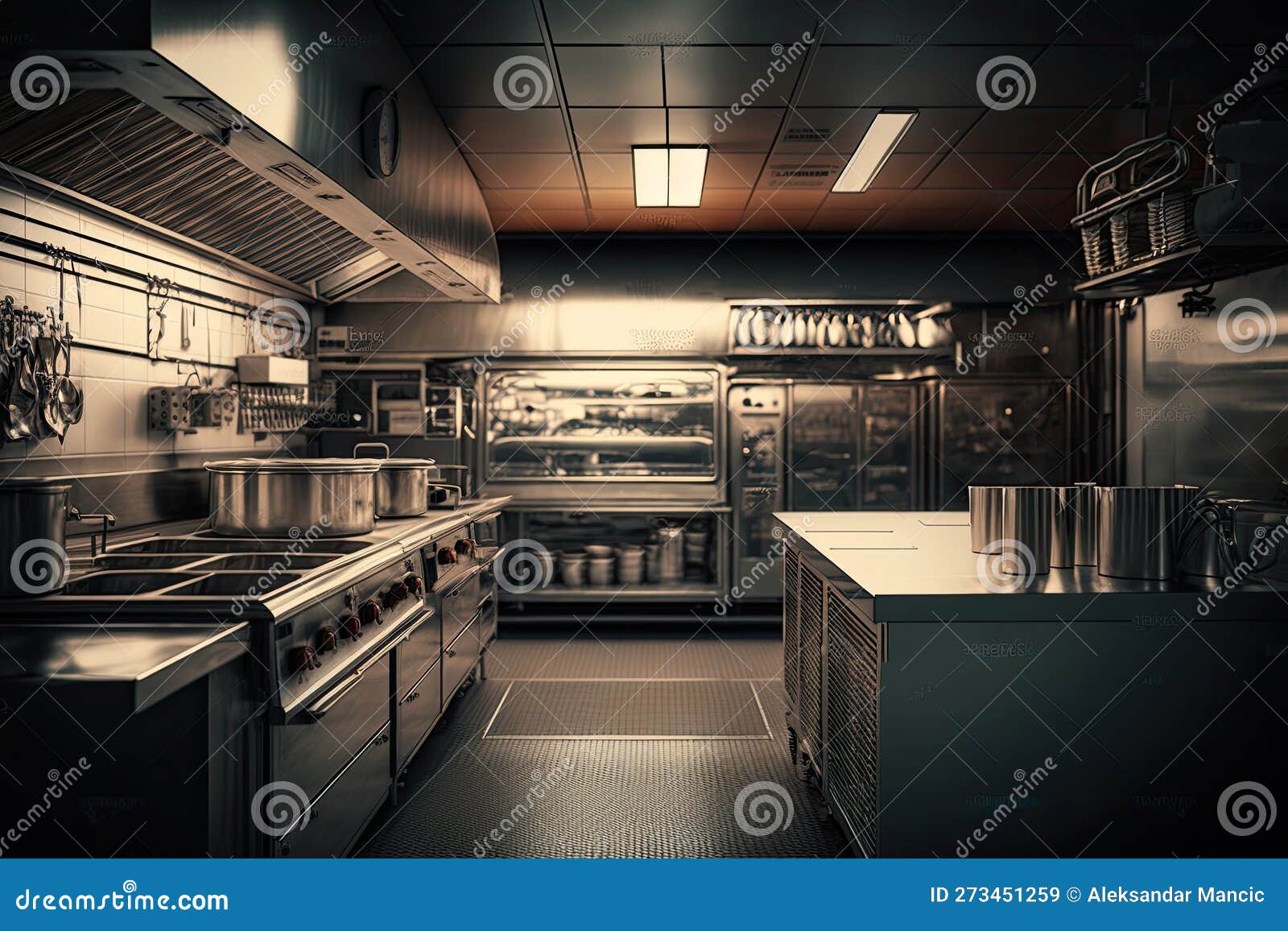 Modern restaurant kitchen stock illustration. Illustration of copy ...
