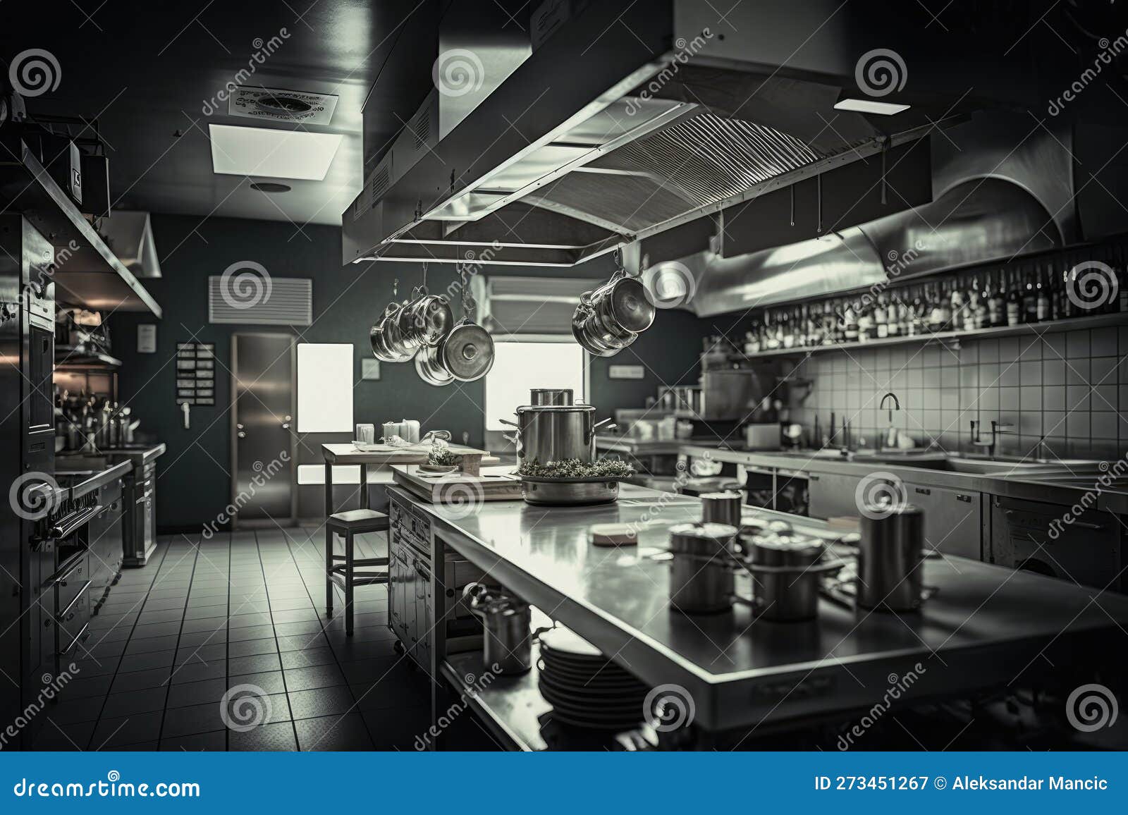 Modern restaurant kitchen stock illustration. Illustration of ...