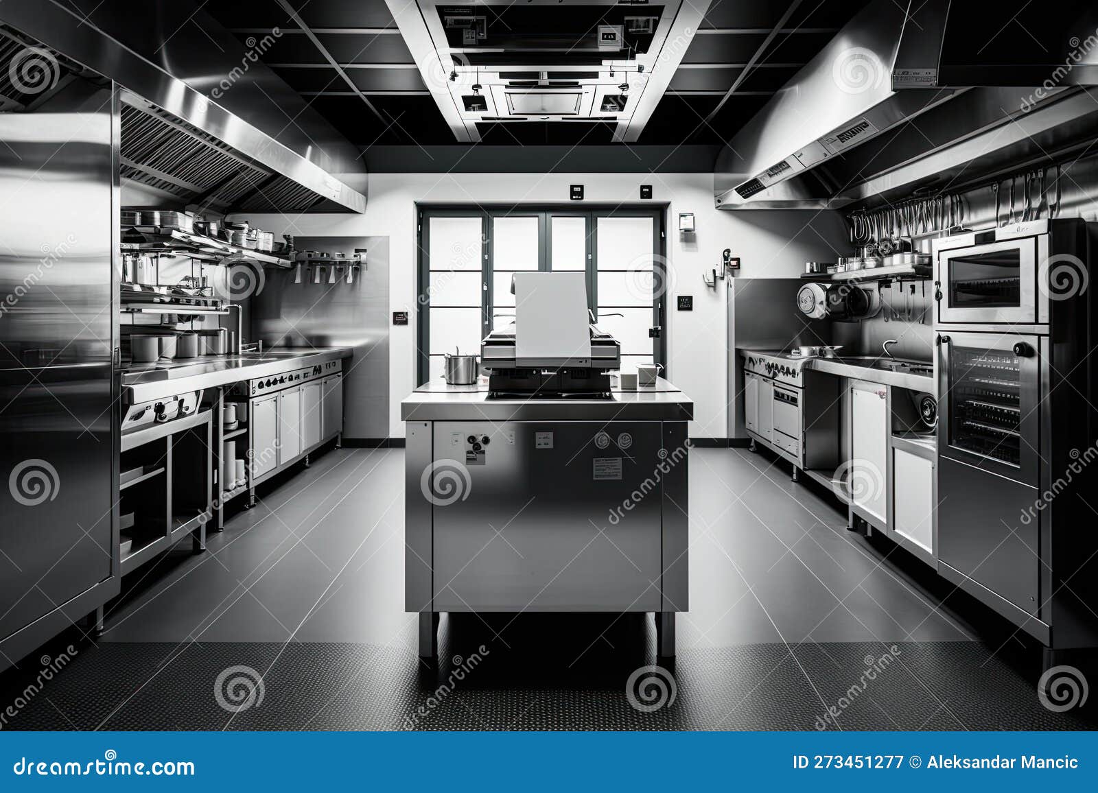 Modern restaurant kitchen stock image. Image of copy - 273451277