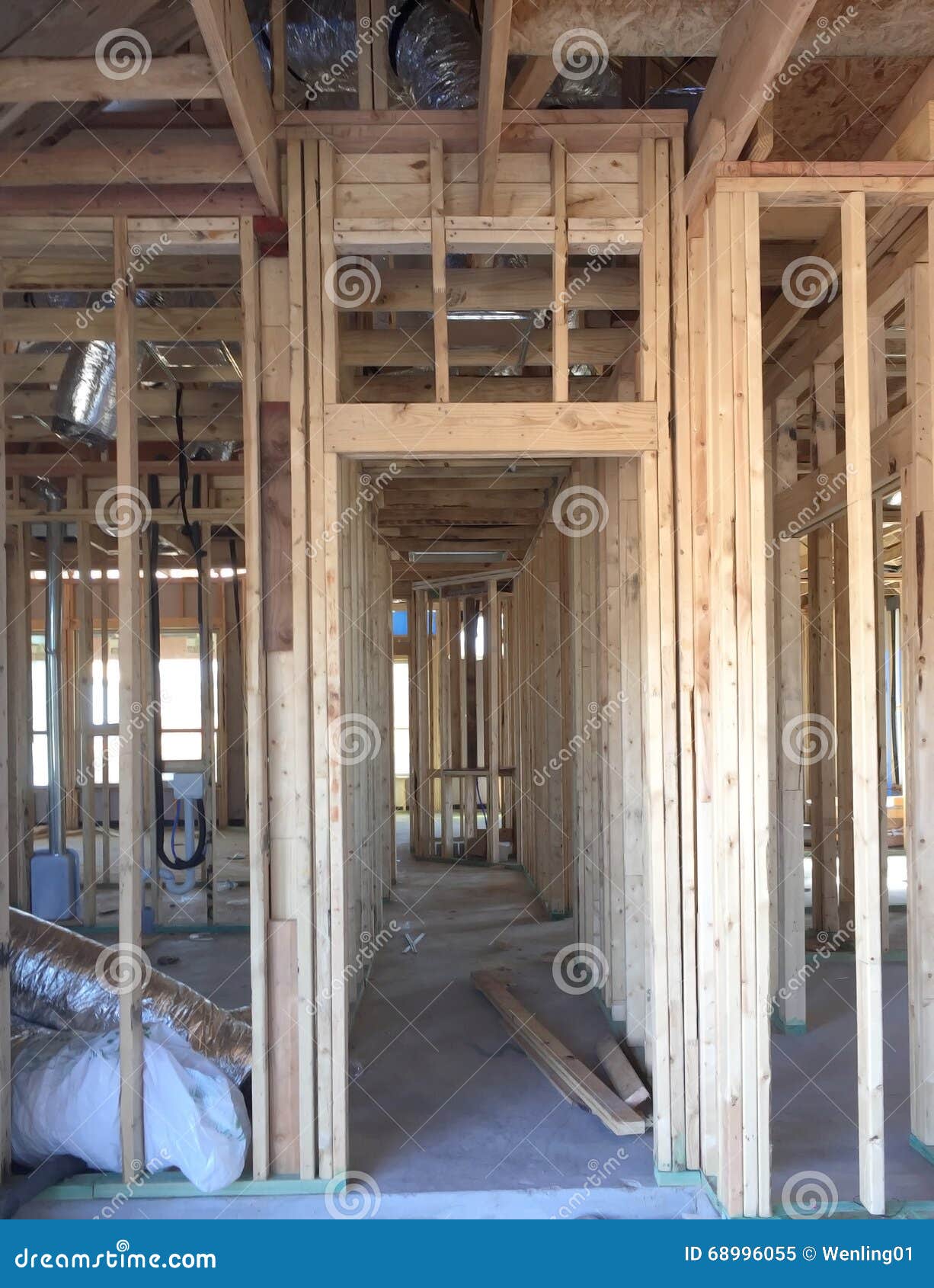 Interior of a Big New House Under Construction Stock Image - Image of ...