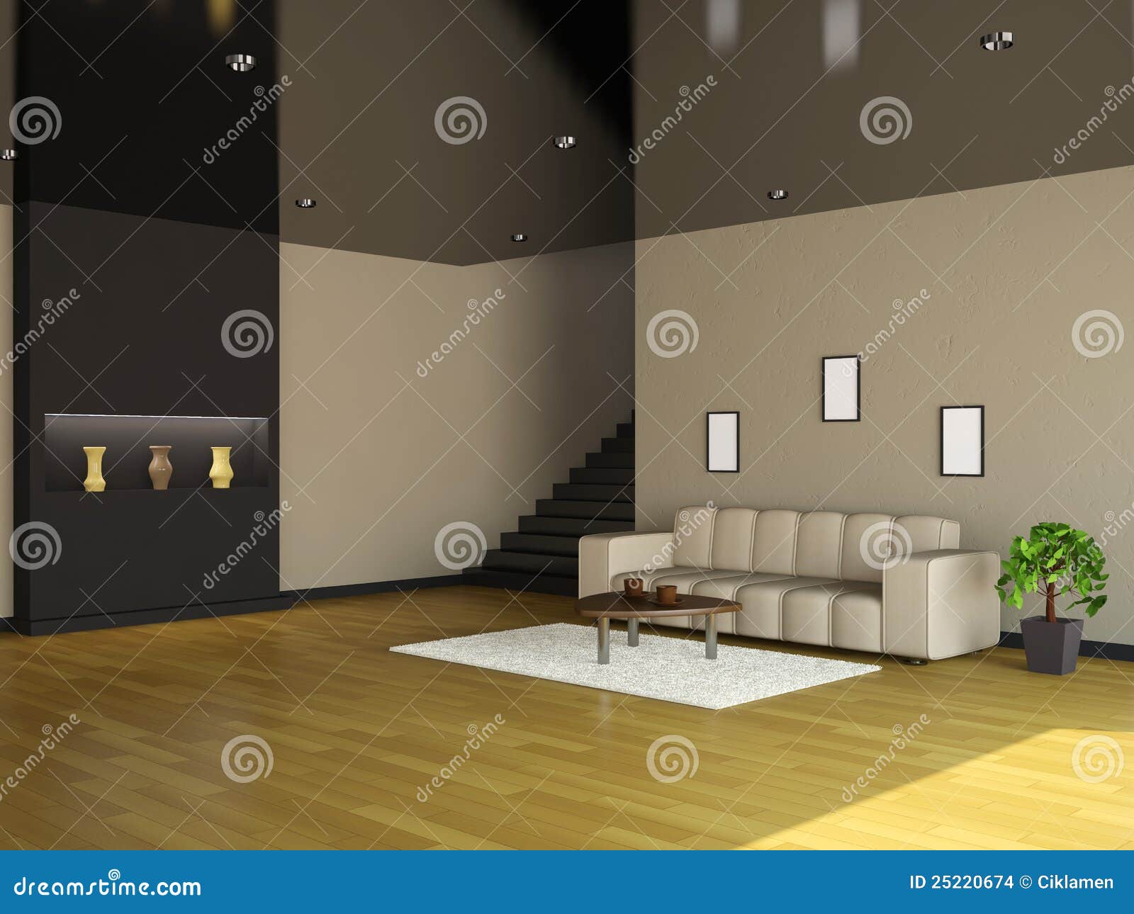 Interior of the big room stock illustration. Illustration of floors ...
