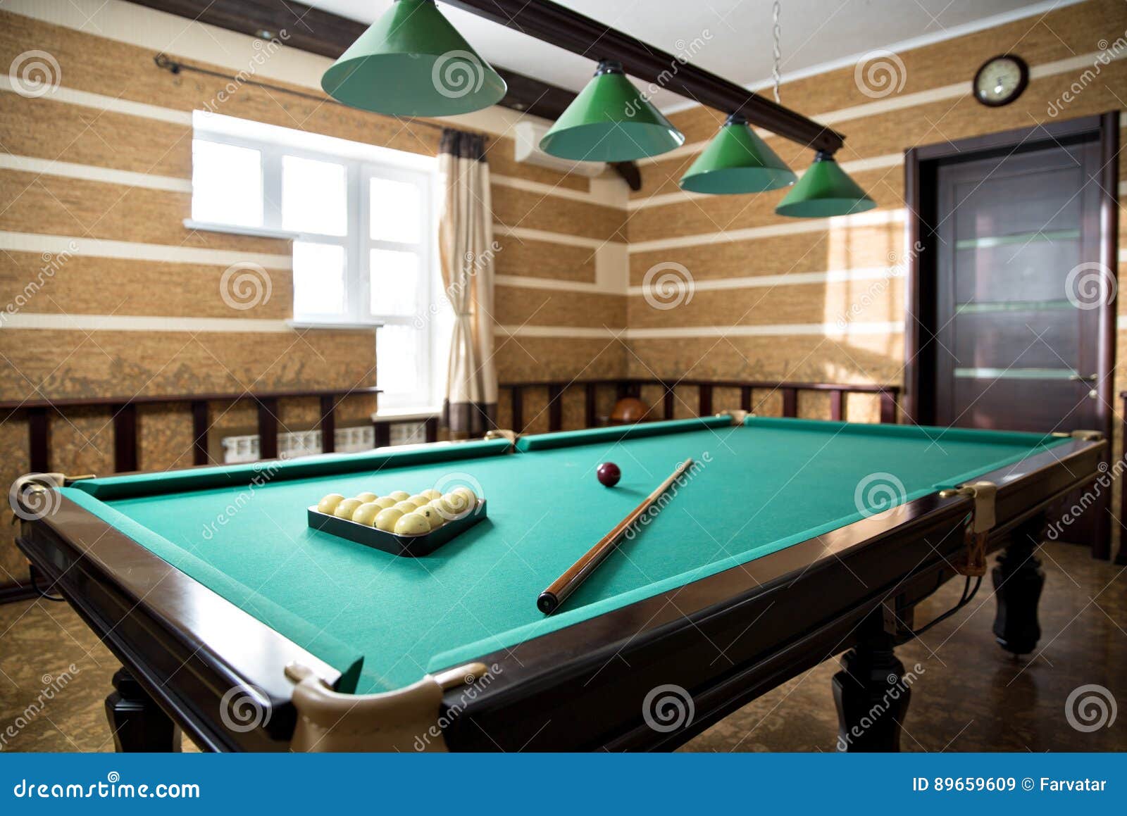 Interior of billiard room stock image. Image of game - 89659609
