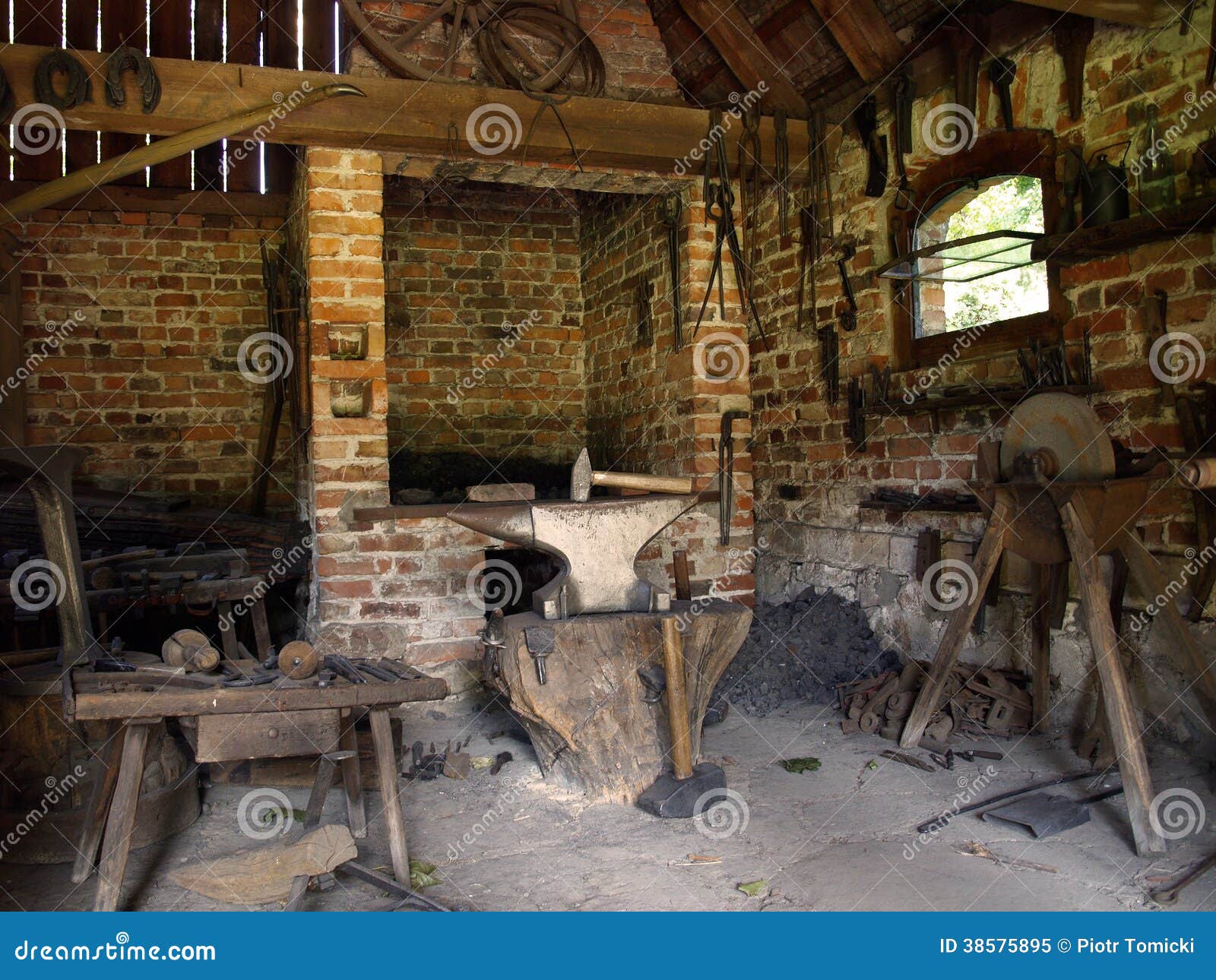 Interior of Blacksmith S Workshop Stock Image - Image of metal, stair ...
