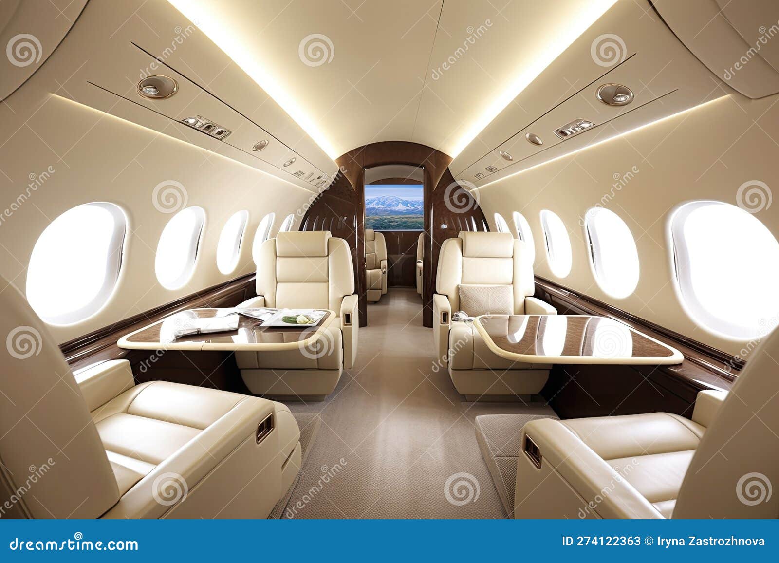 Interior Blanco De Un Jet De Lujo. Ai Generativo Imagen de archivo ...