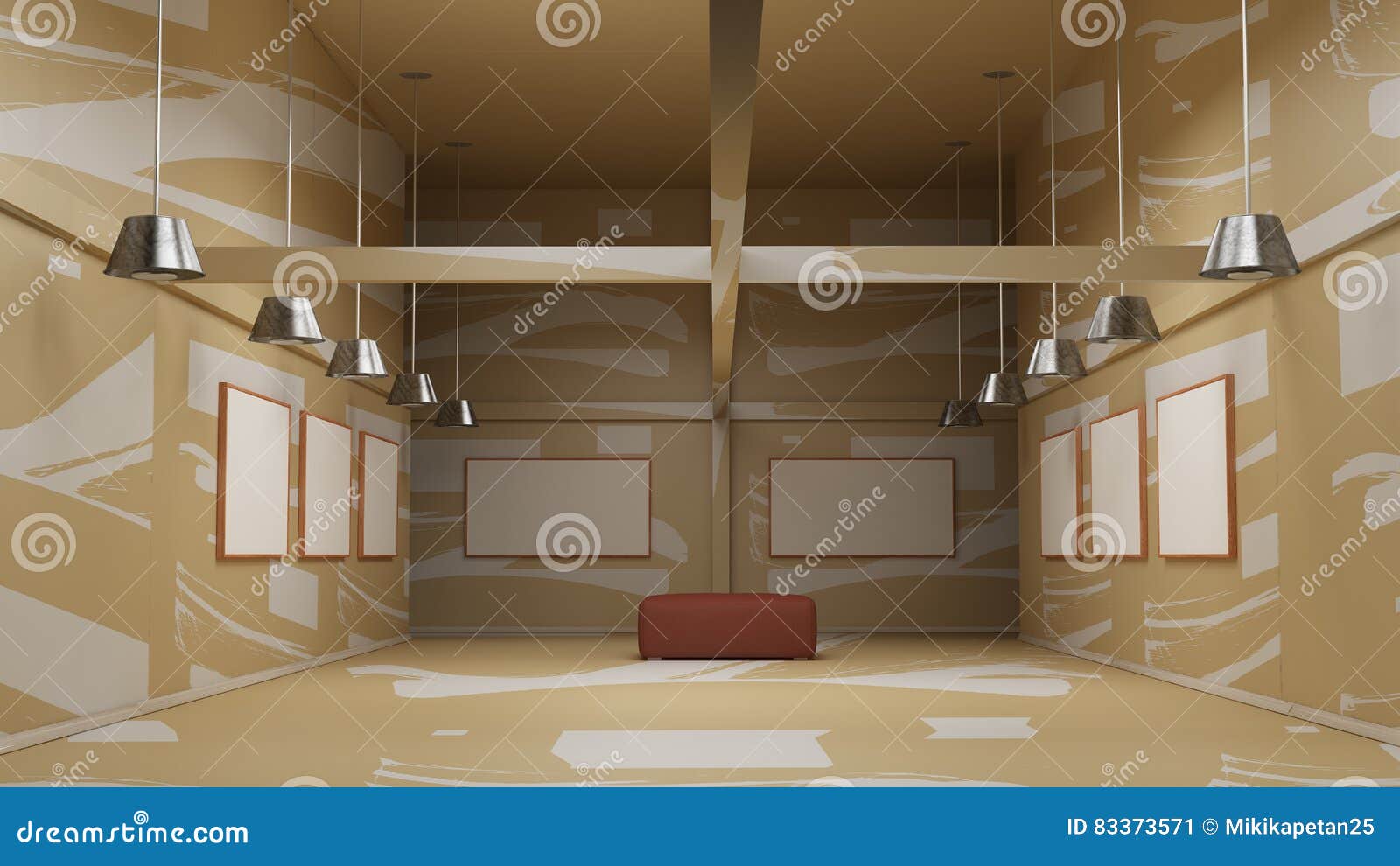 Interior with Blank Picture Frames 3d Render Stock Illustration ...