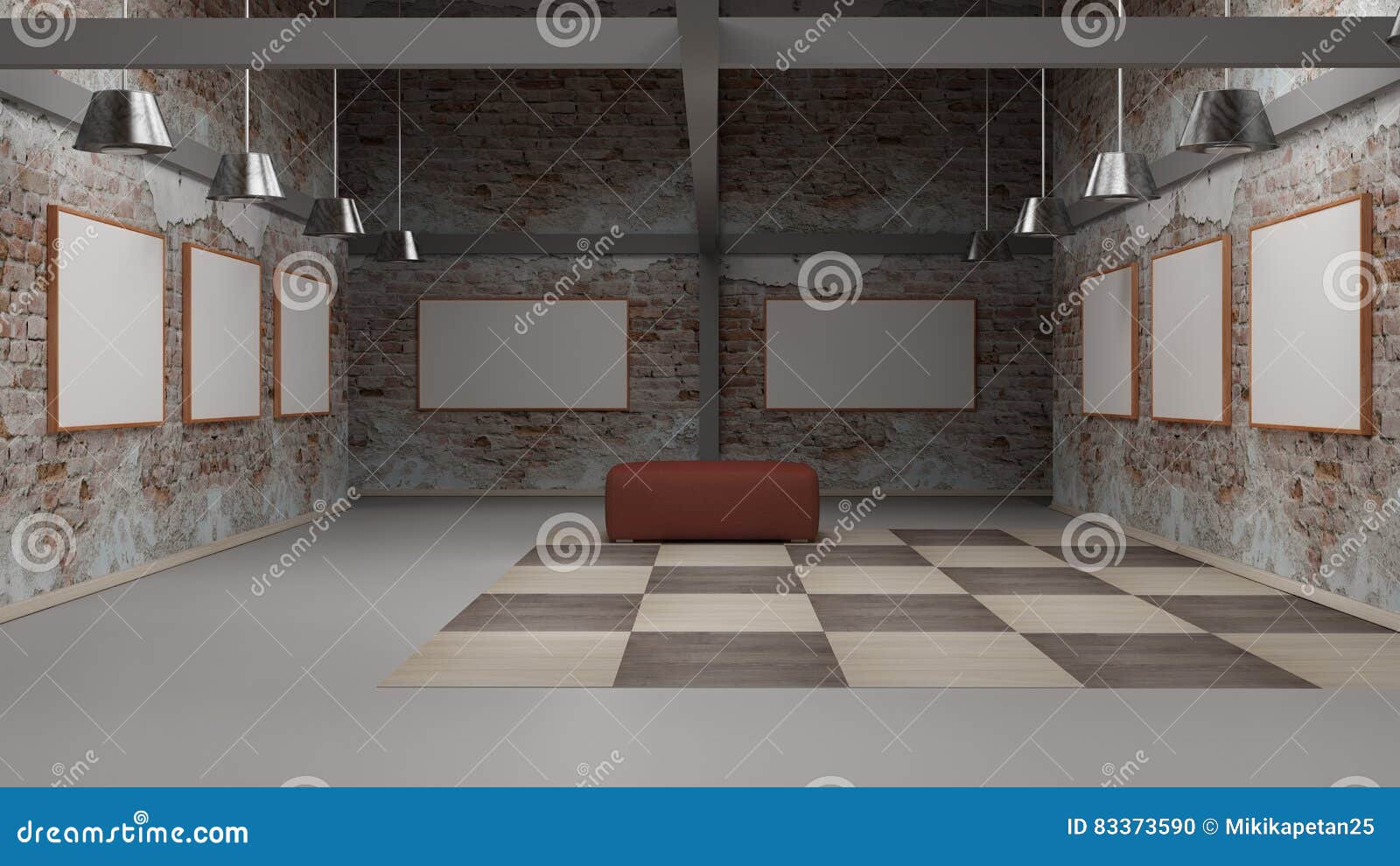Interior with Blank Picture Frames 3d Render Stock Illustration ...