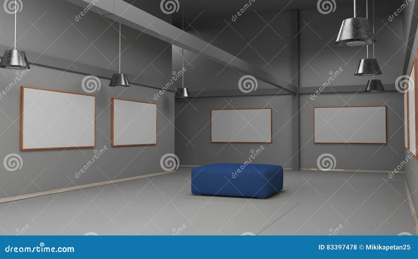 Interior with Blank Picture Frames 3d Render Stock Illustration ...