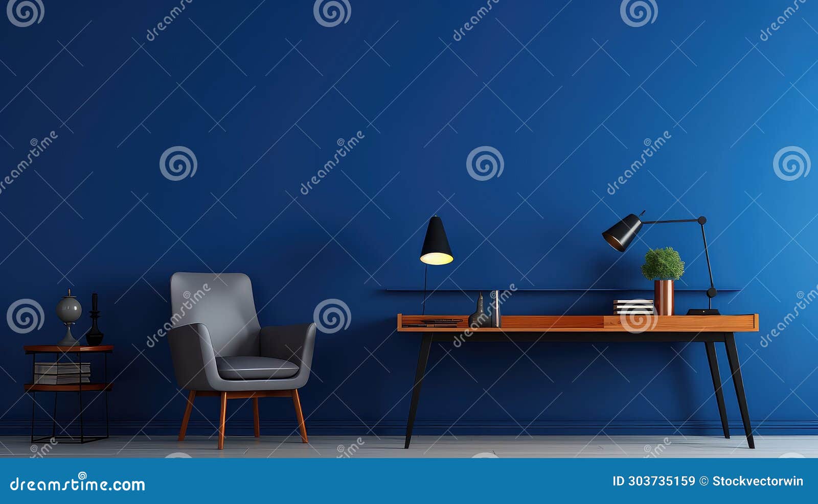 Interior Blue Room Background Stock Illustration - Illustration of ...