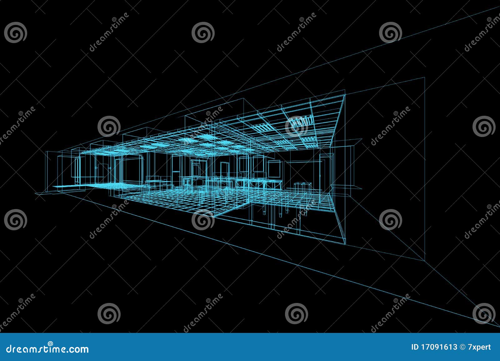 Interior Blueprint on Black Stock Illustration - Illustration of call ...
