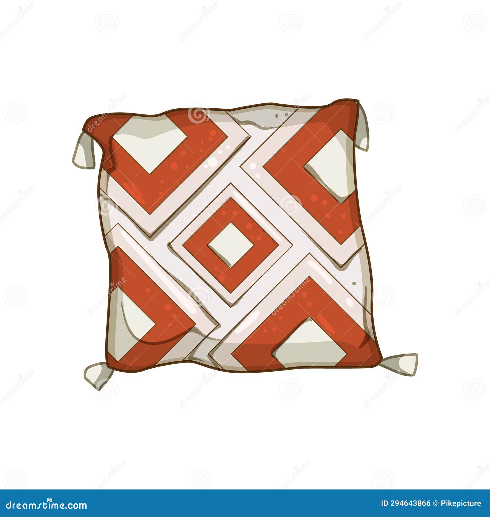 Interior Boho Pillow Cartoon Vector Illustration Stock Illustration