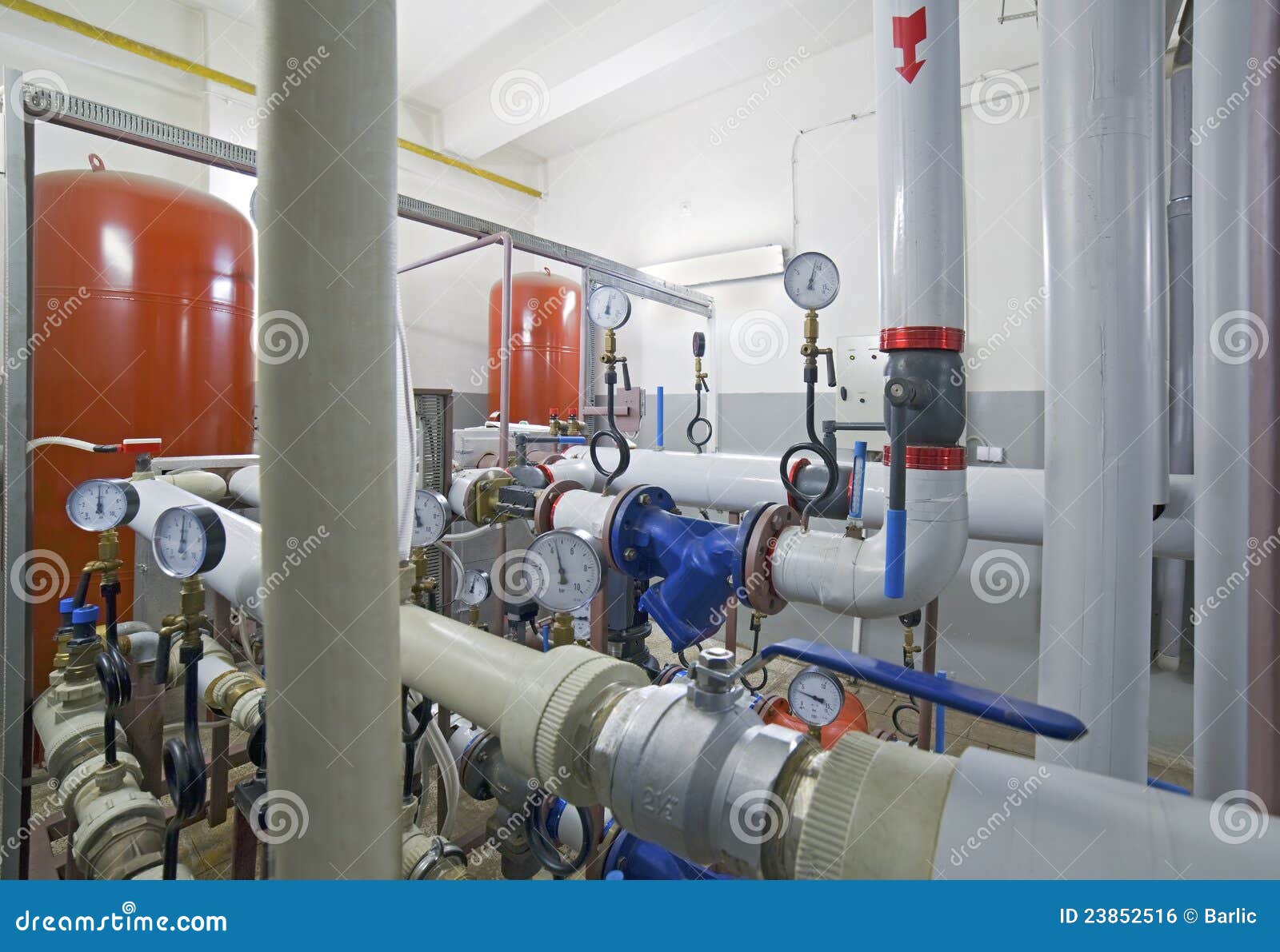 Interior of boiler house stock photo. Image of system - 23852516