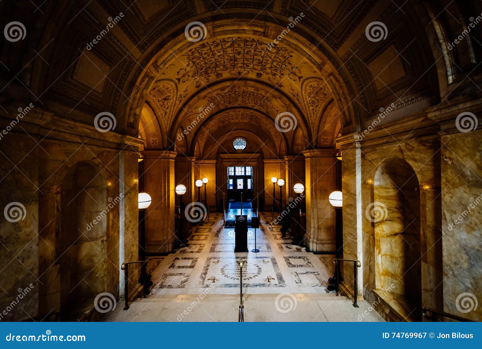 The Interior of the Boston Public Library at Copley Square, in B ...