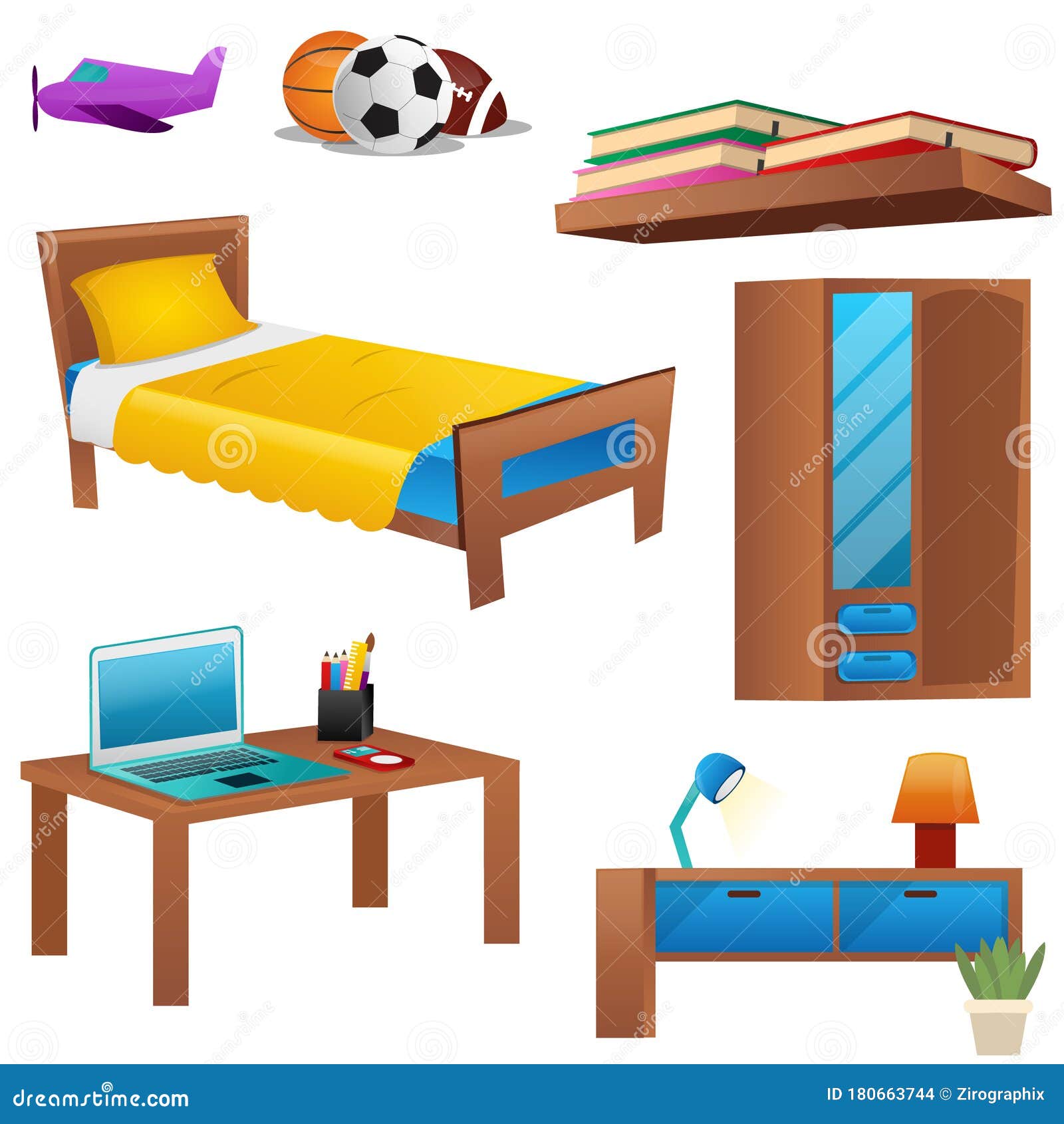 Interior of a Boy`s Room Vector Illustration Design Stock Illustration ...