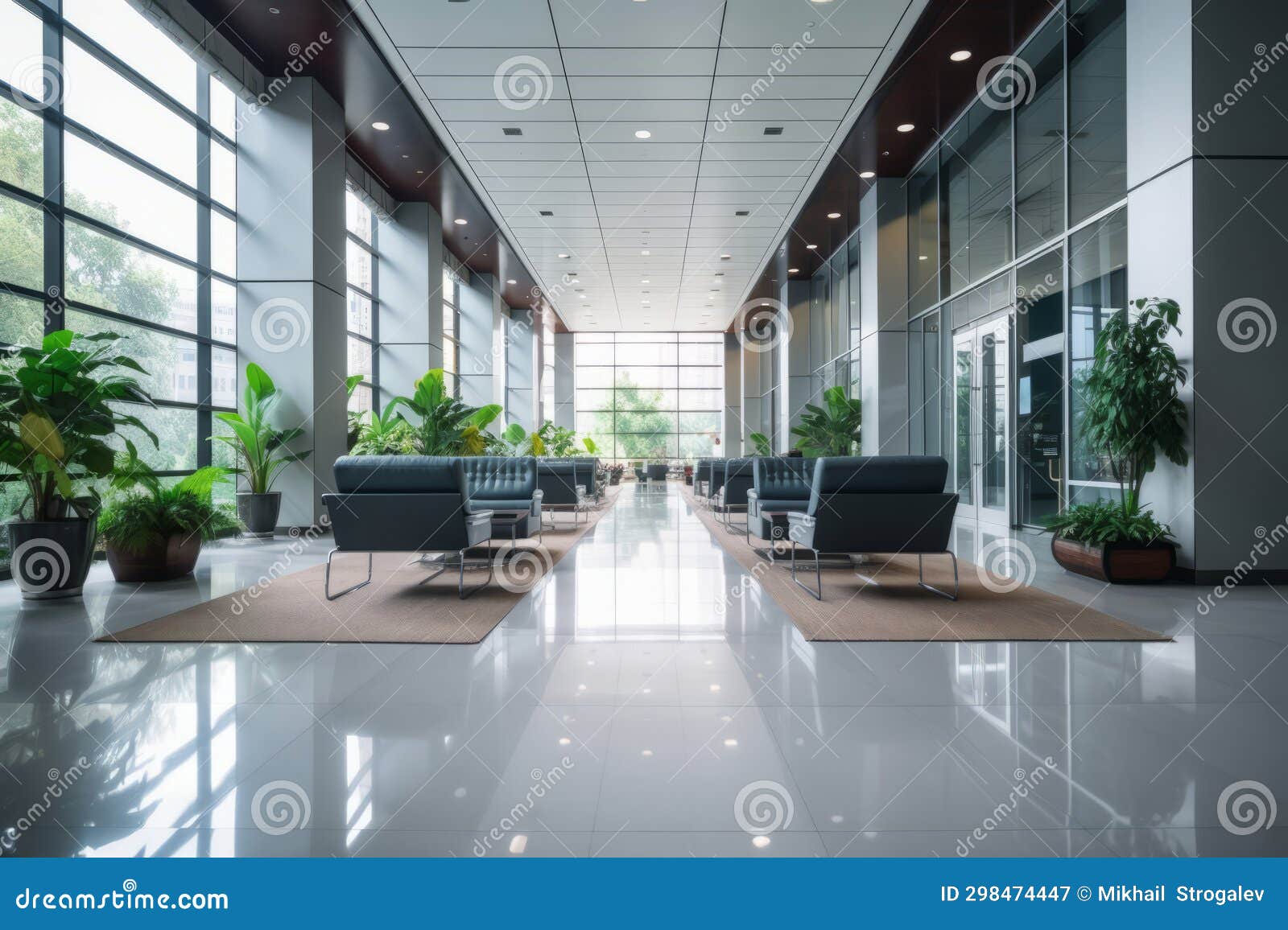 An Interior of Bright Modern Office Lobby Stock Illustration ...