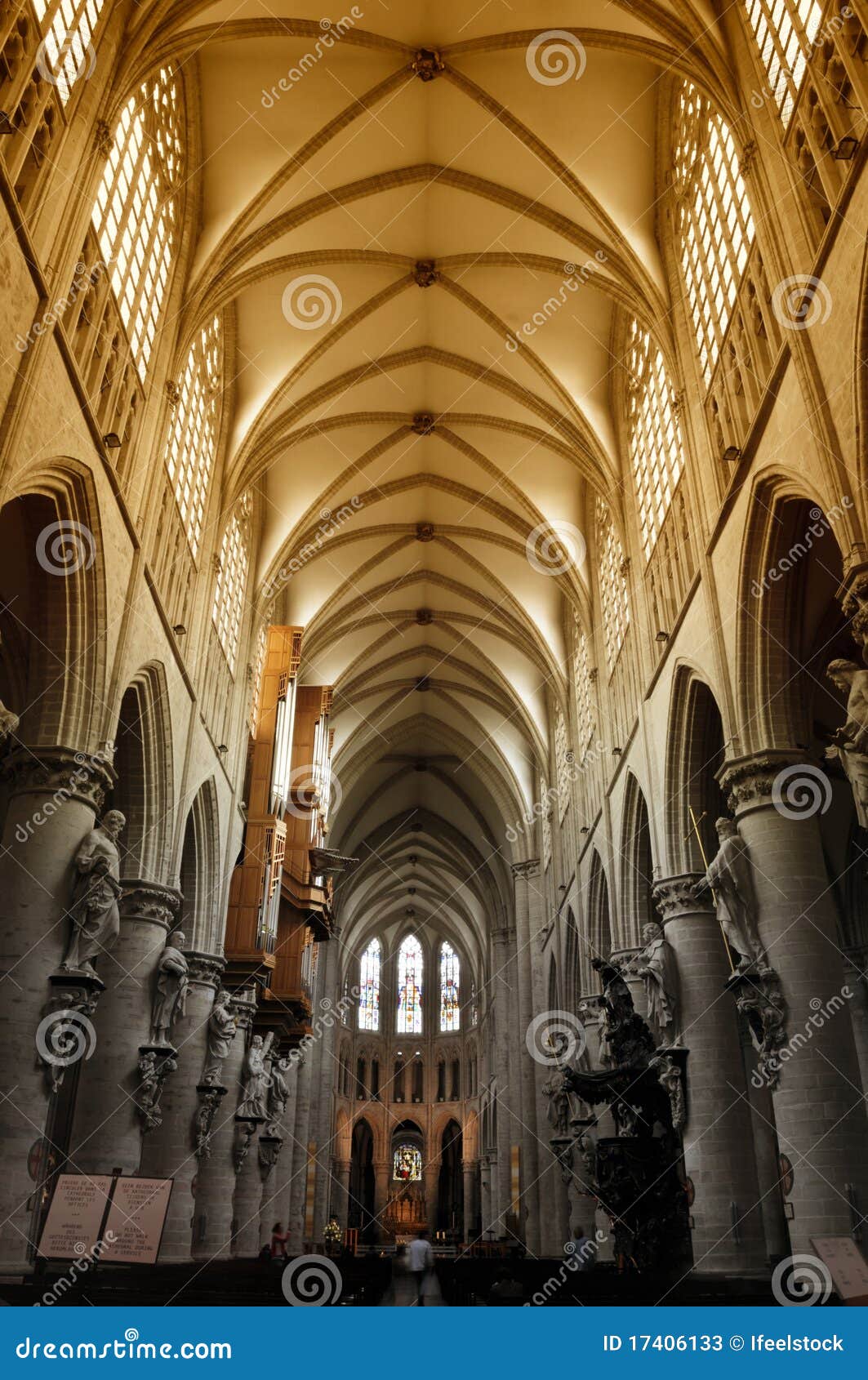 Interior of Brussels Cathedral in Belgium Editorial Stock Photo - Image of benelux, basilisk ...