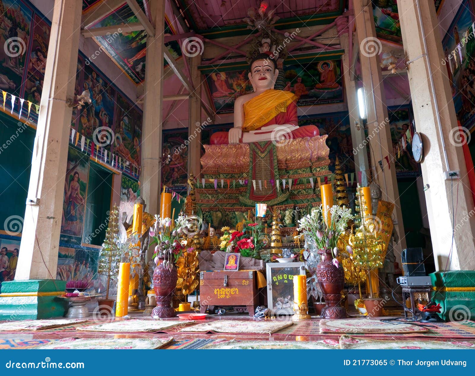 Interior Of Buddhist Temple In Cambodia Stock Image - Image of temple ...