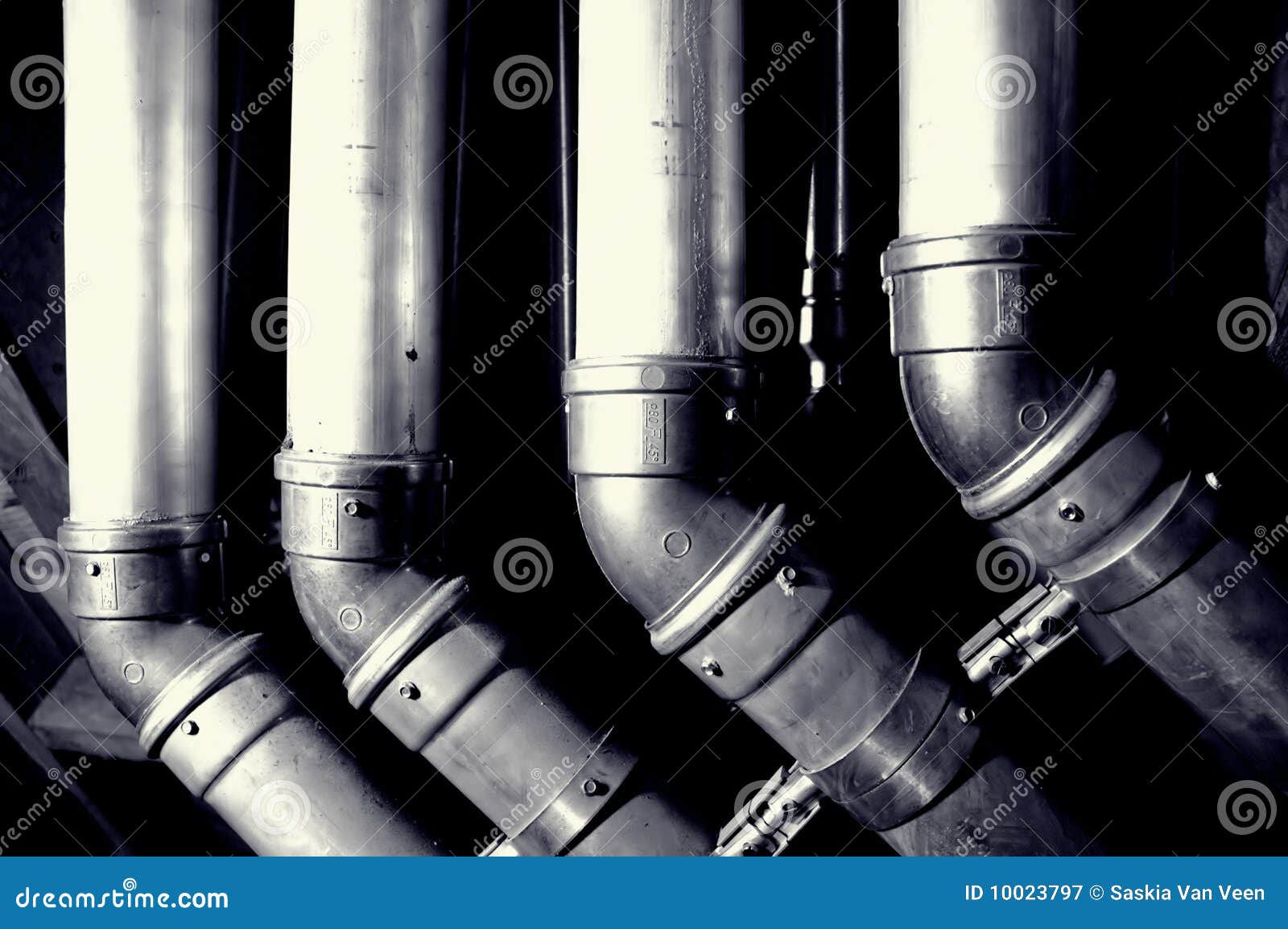Interior building pipes stock image. Image of elbows - 10023797